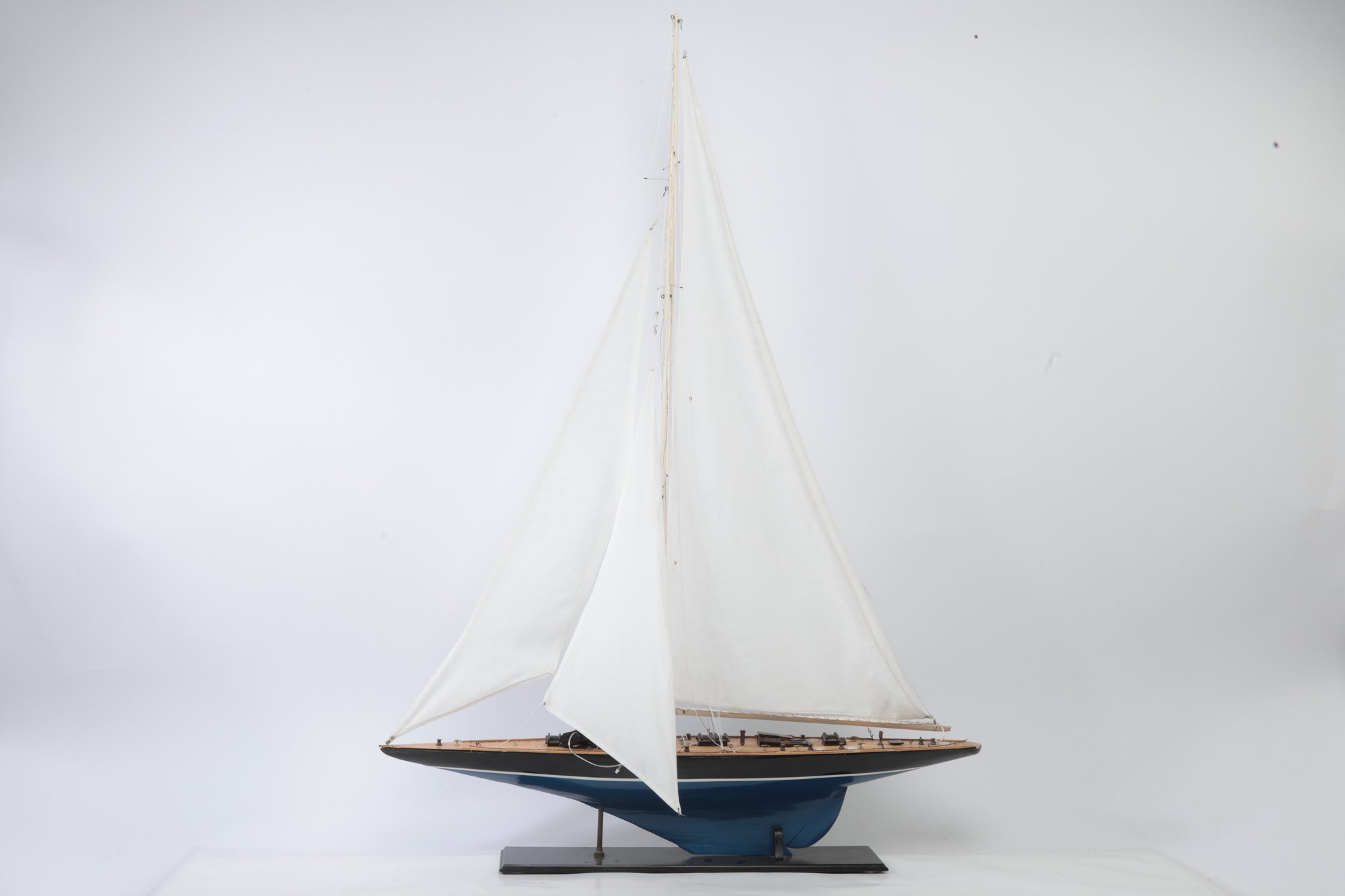 Vintage Endeavour J Class Wooden Model Sailing Yacht On Custom Stand ...