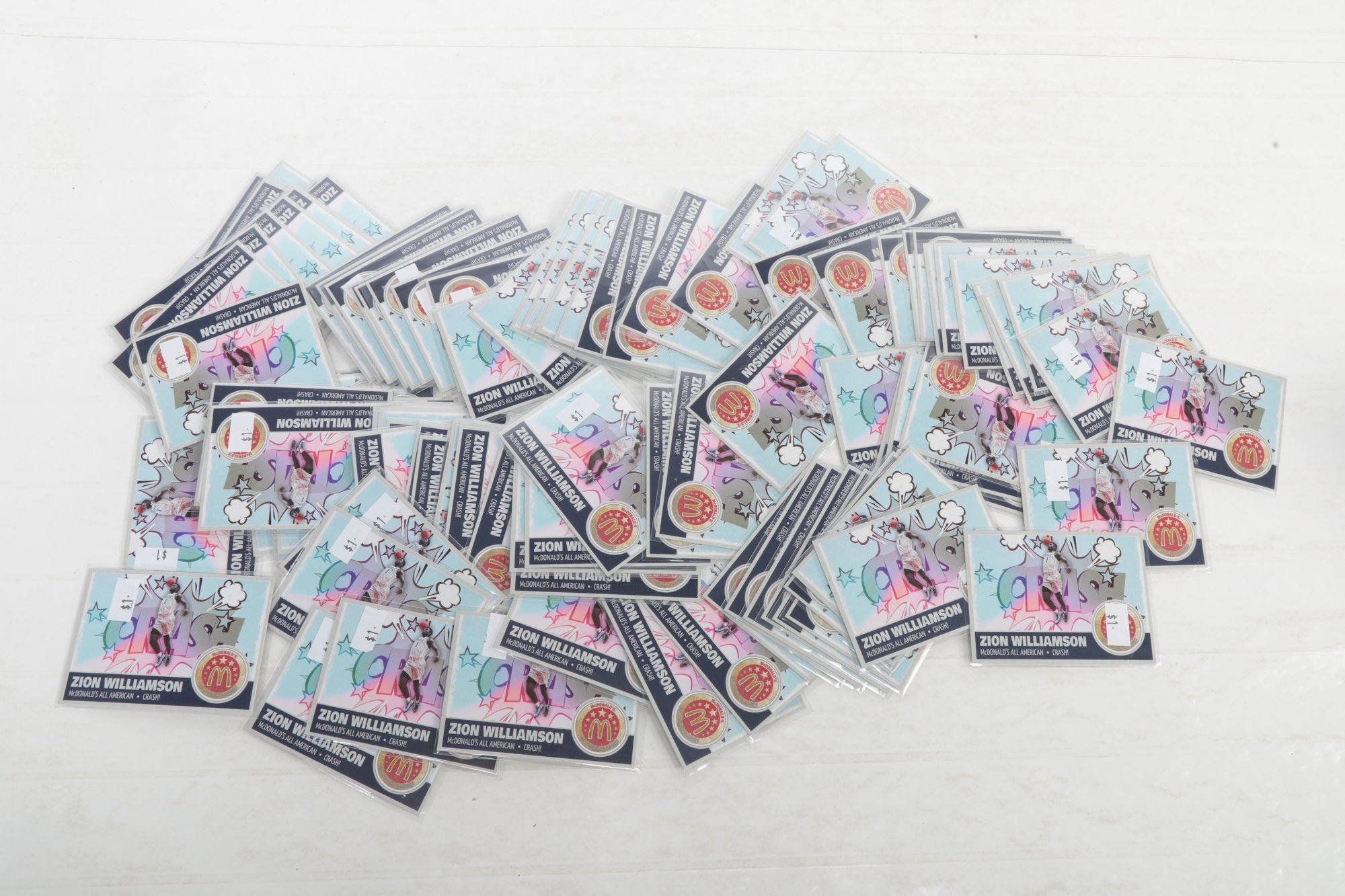 Zion Williamson Lot Of 100 McDonalds All American Crash Card #1 Duke ...