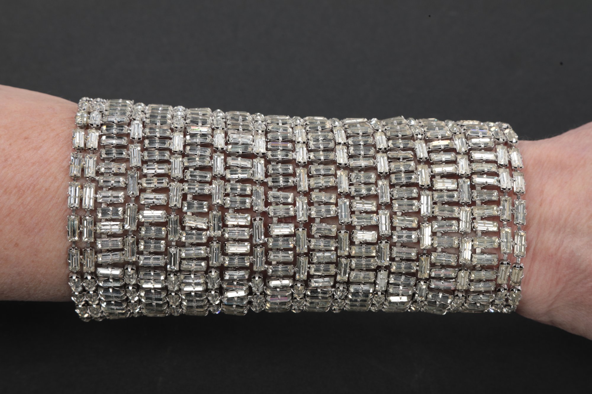 VERY RARE LARGE RHINESTONE BRACELET - THINK CLEOPATRA - 5 WIDE !! 6 ...