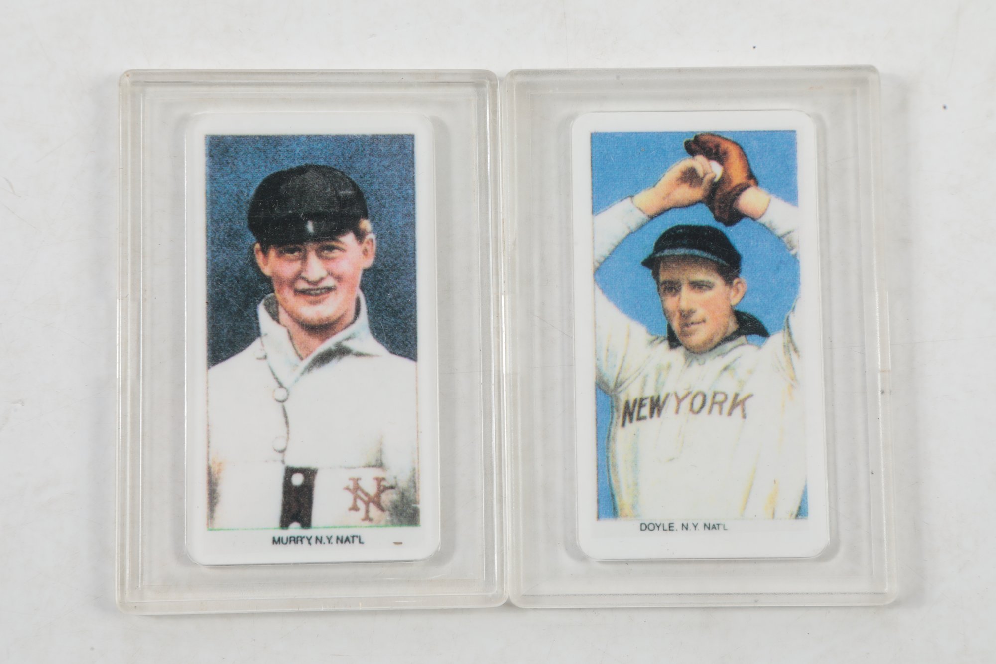 (2) 1909 Porcelain Piedmont Tobacco Cards L/E: Red Murray & Joe Doyal ...