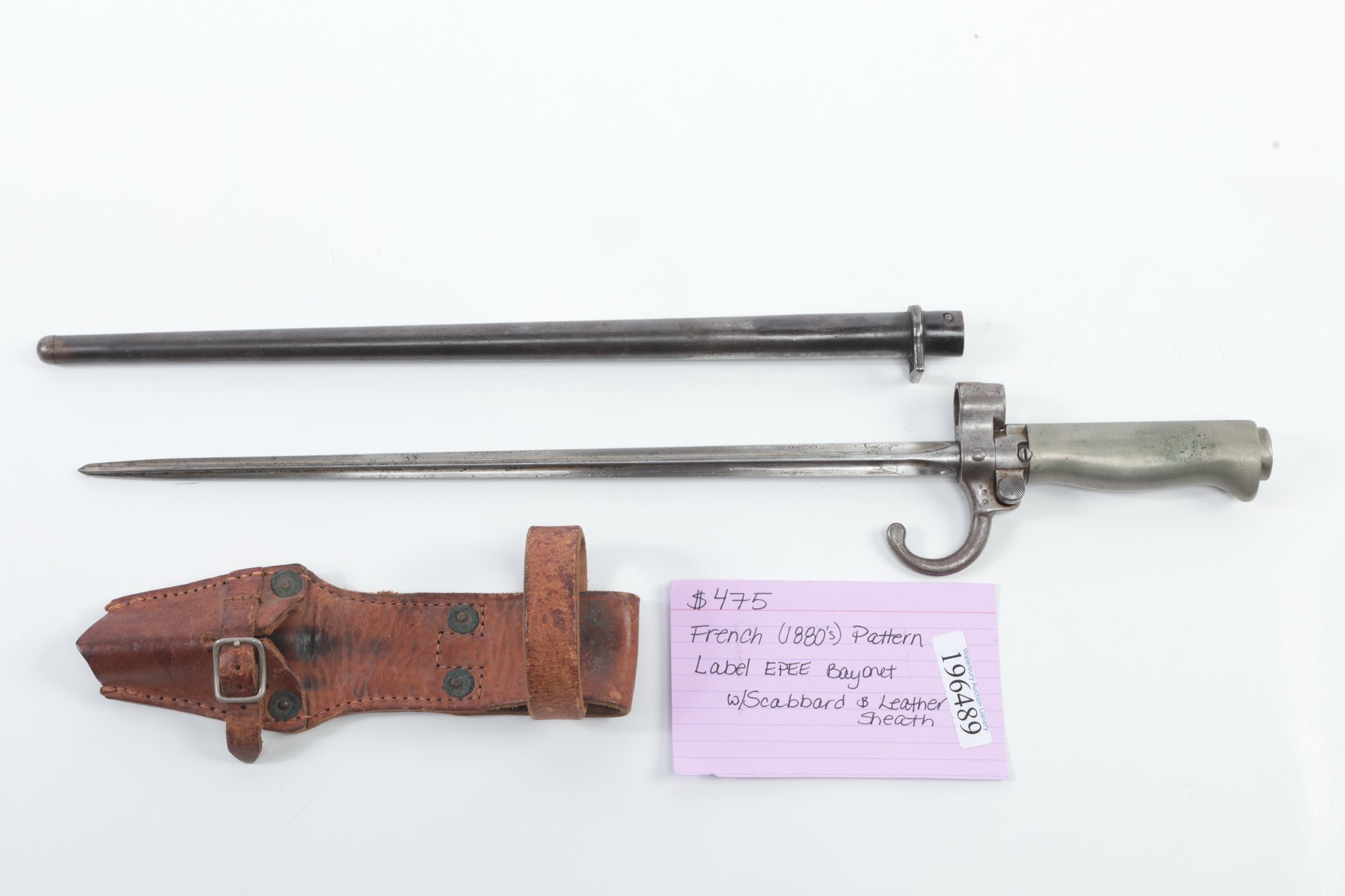 Antique Circa 1880's French Bayonet W/Scabbard & Leather Sheath #196489 ...