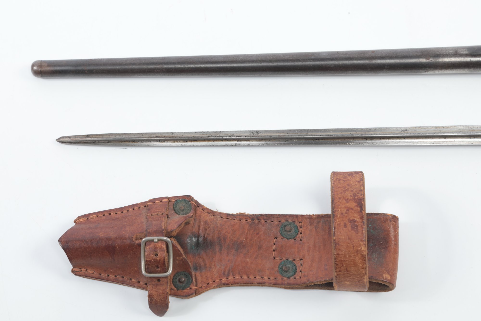Antique Circa 1880's French Bayonet W/Scabbard & Leather Sheath #196489 ...