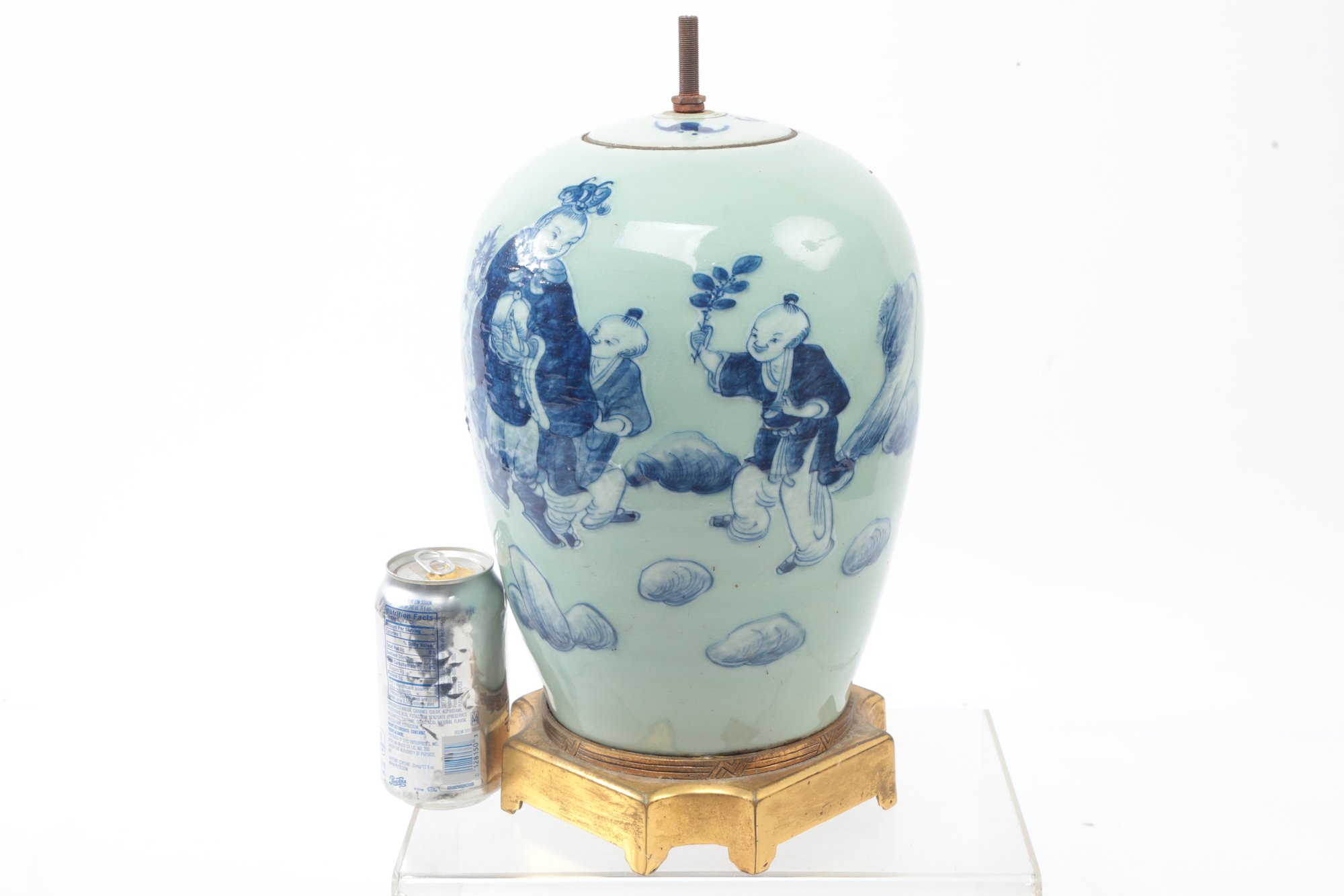 Antique 19th C Chinese Quin Blue White Celadon Porcelain Ginger Jar ...