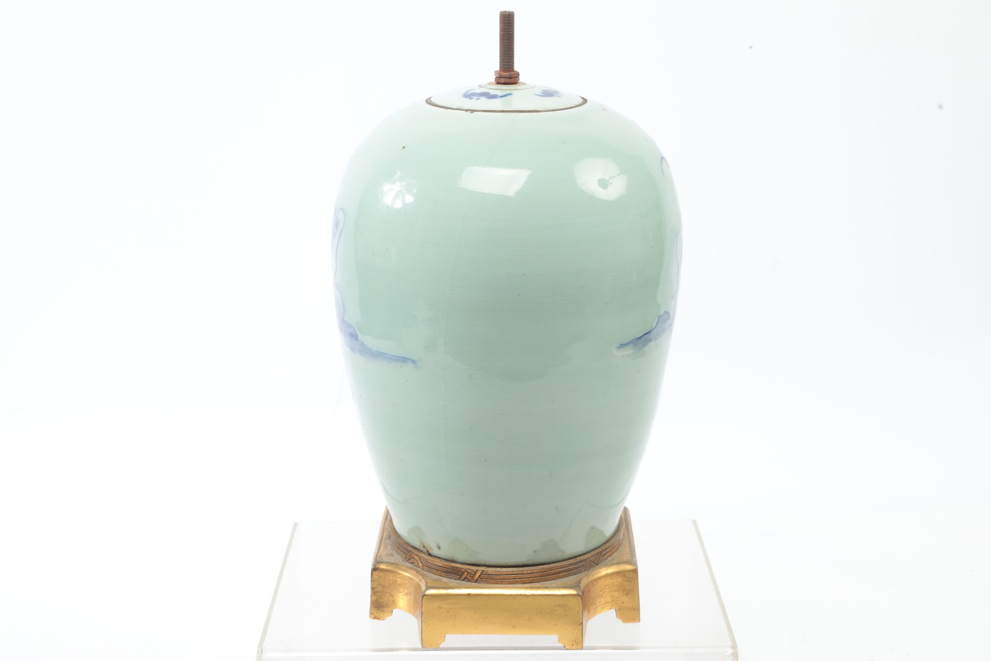 Antique 19th C Chinese Quin Blue White Celadon Porcelain Ginger Jar ...