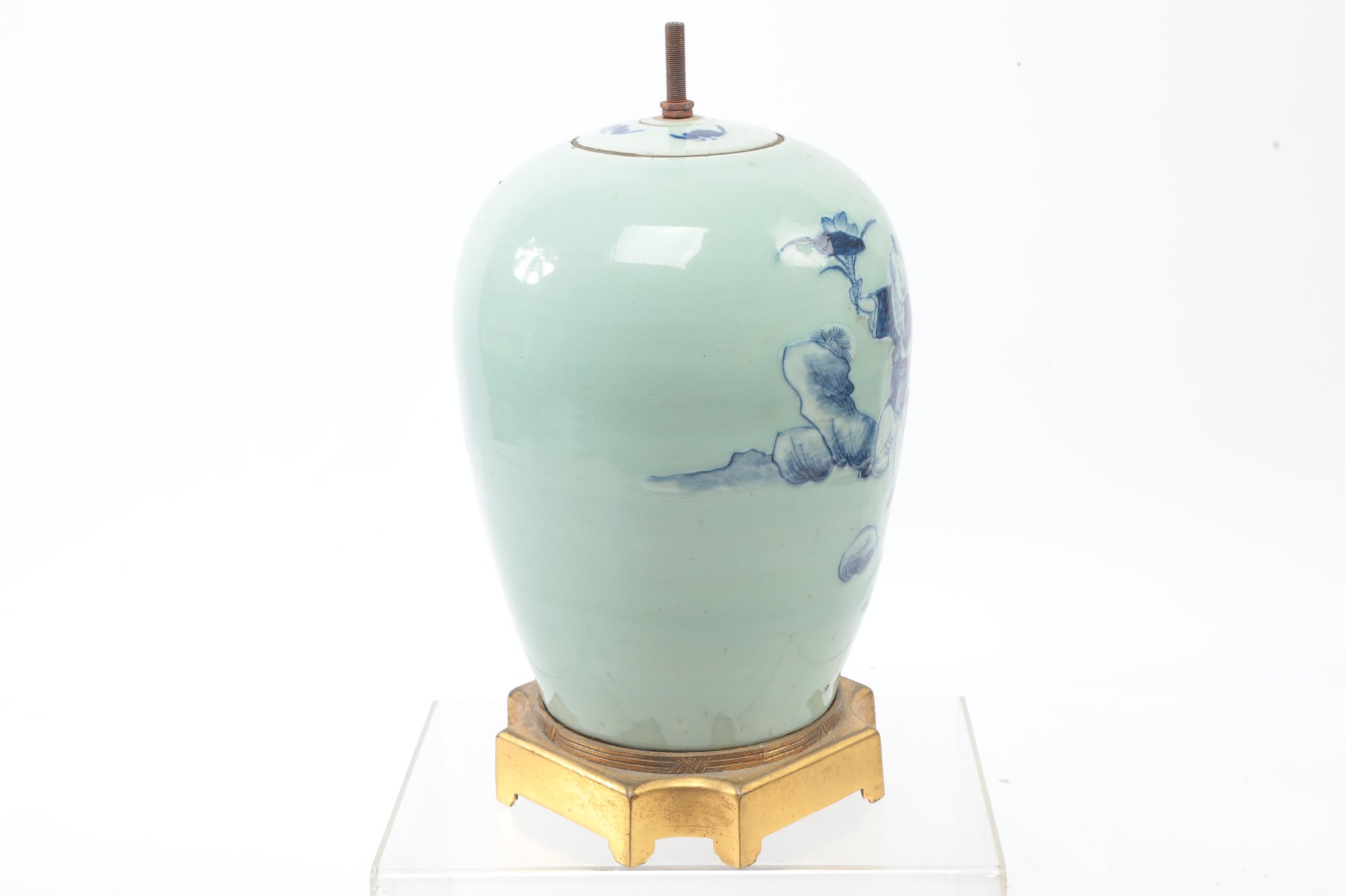 Antique 19th C Chinese Quin Blue White Celadon Porcelain Ginger Jar ...