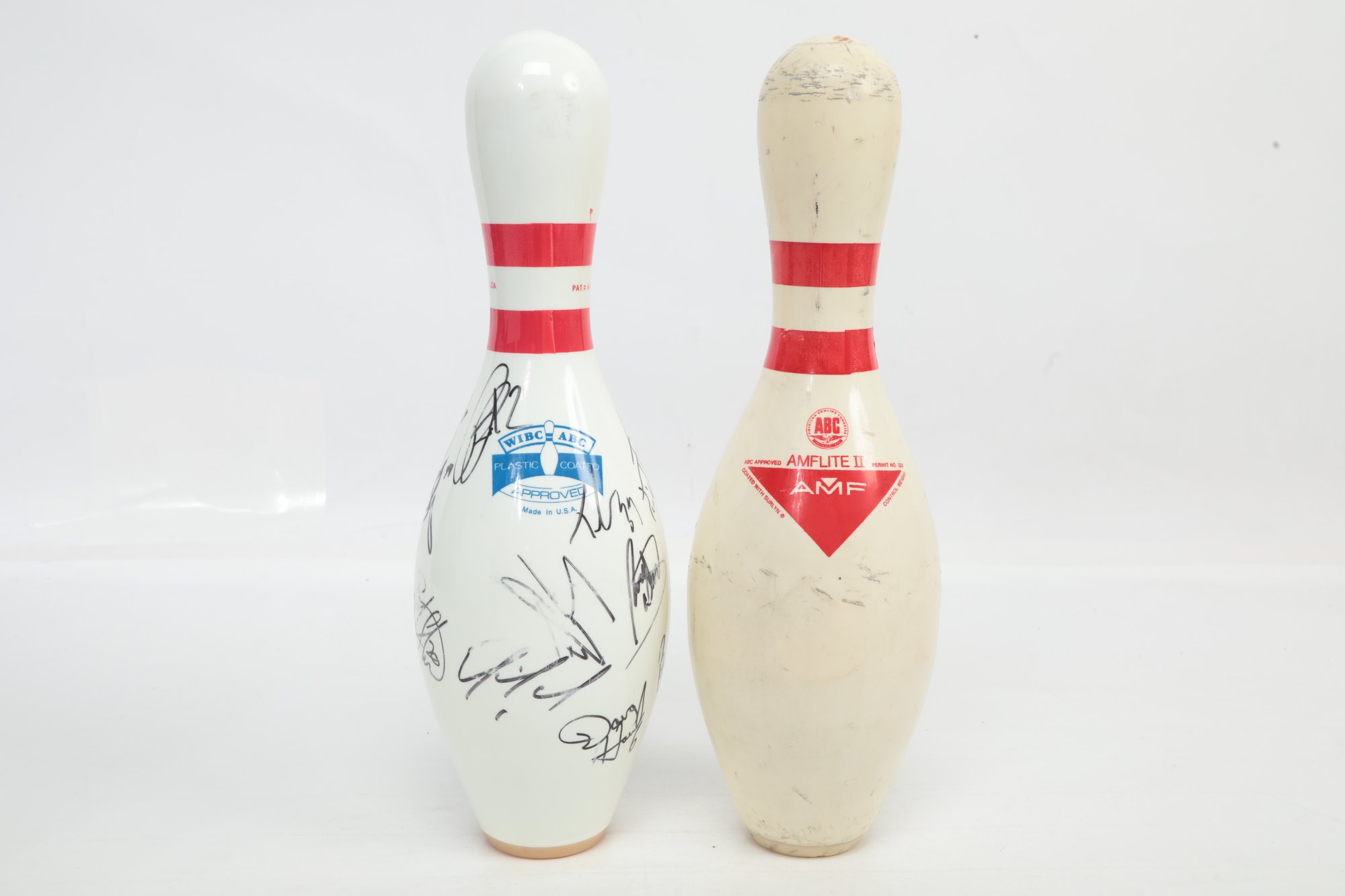 Two Professional Bowling Pins One Has Multiple Signatures And The Other ...
