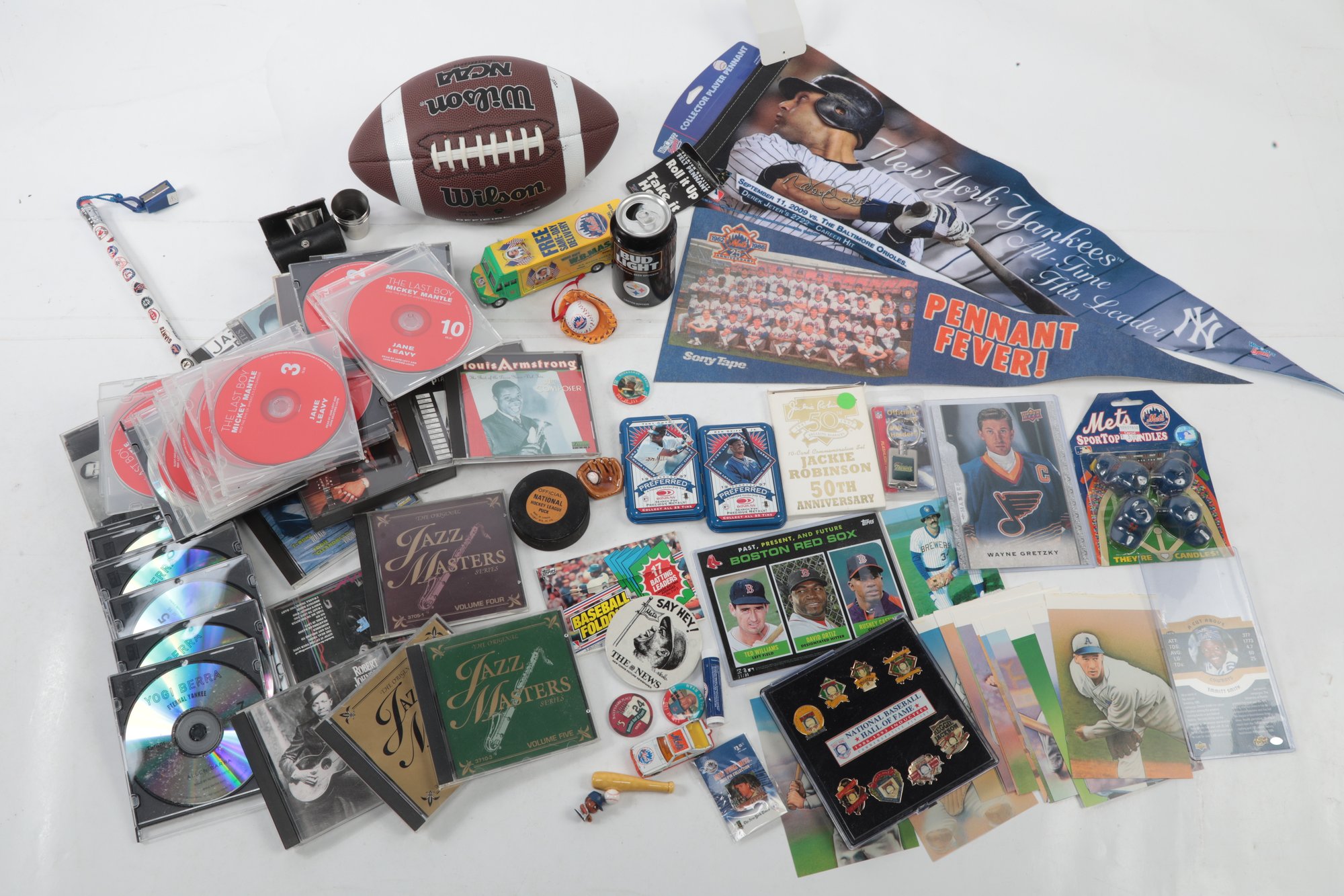 Huge Mixed Lot New Derek Jeter Pennant CDs Mickey Mantle Yogi Berra ...