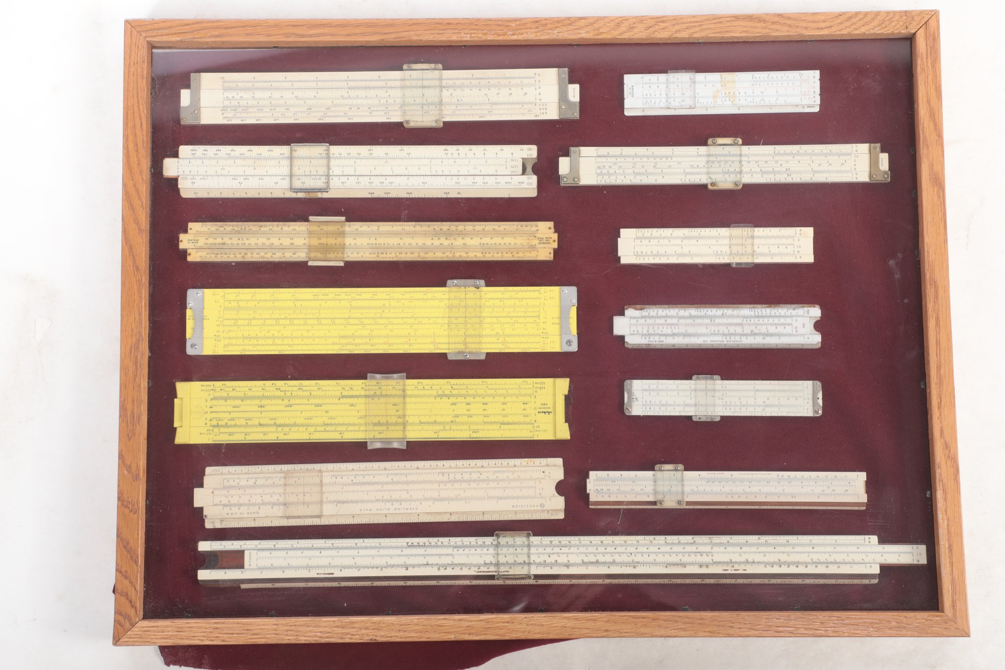 Vintage Custom Display Of Engineering Slide Rules From Pickett, K&F ...