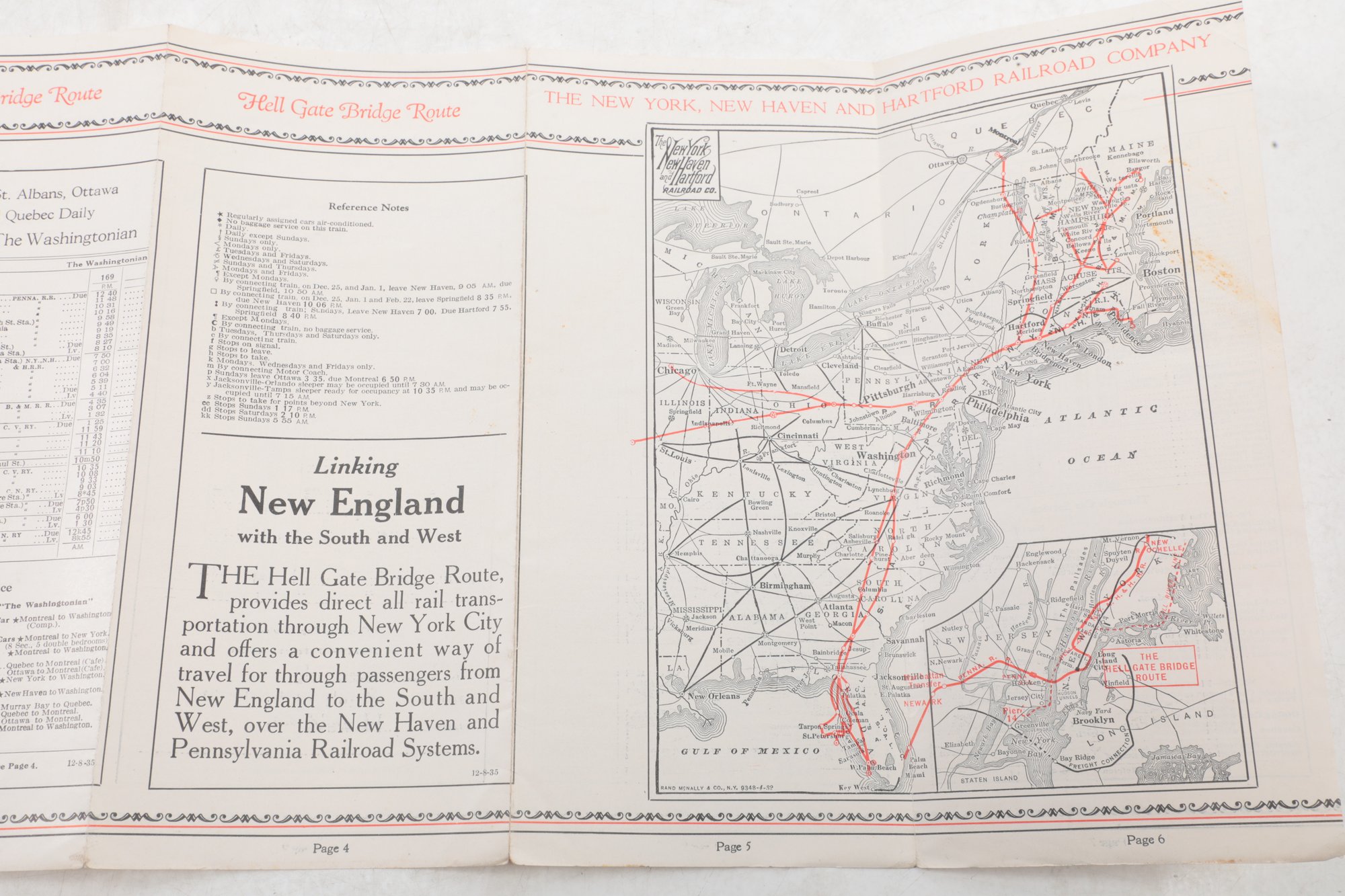 1935 New Haven Railroad Fold Out Map For The Hell Gate Bridge Route ...