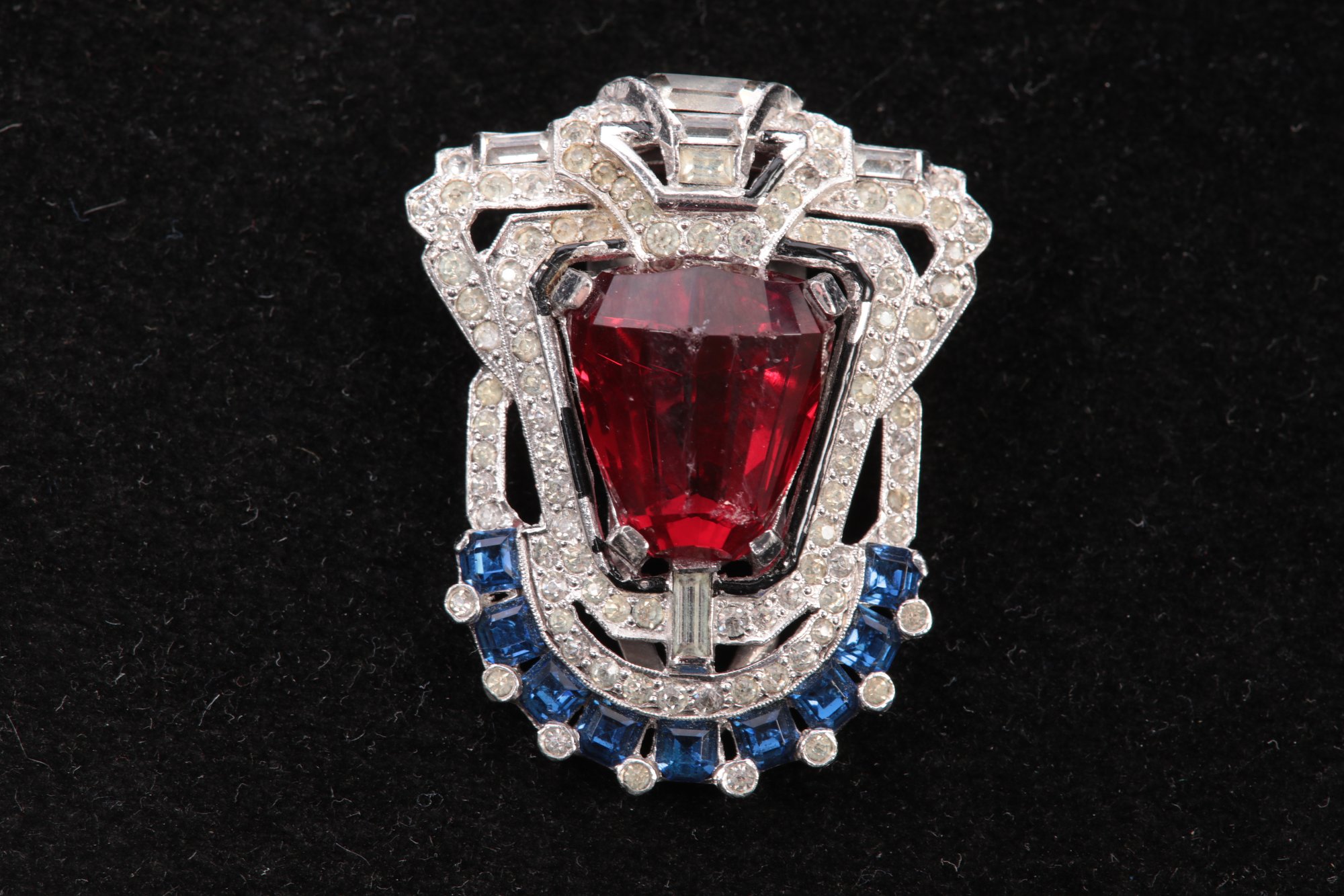 Spectacular Vintage 1930s ART DECO CUT RUBY CRYSTAL & PAVE DRESS CLIP ...