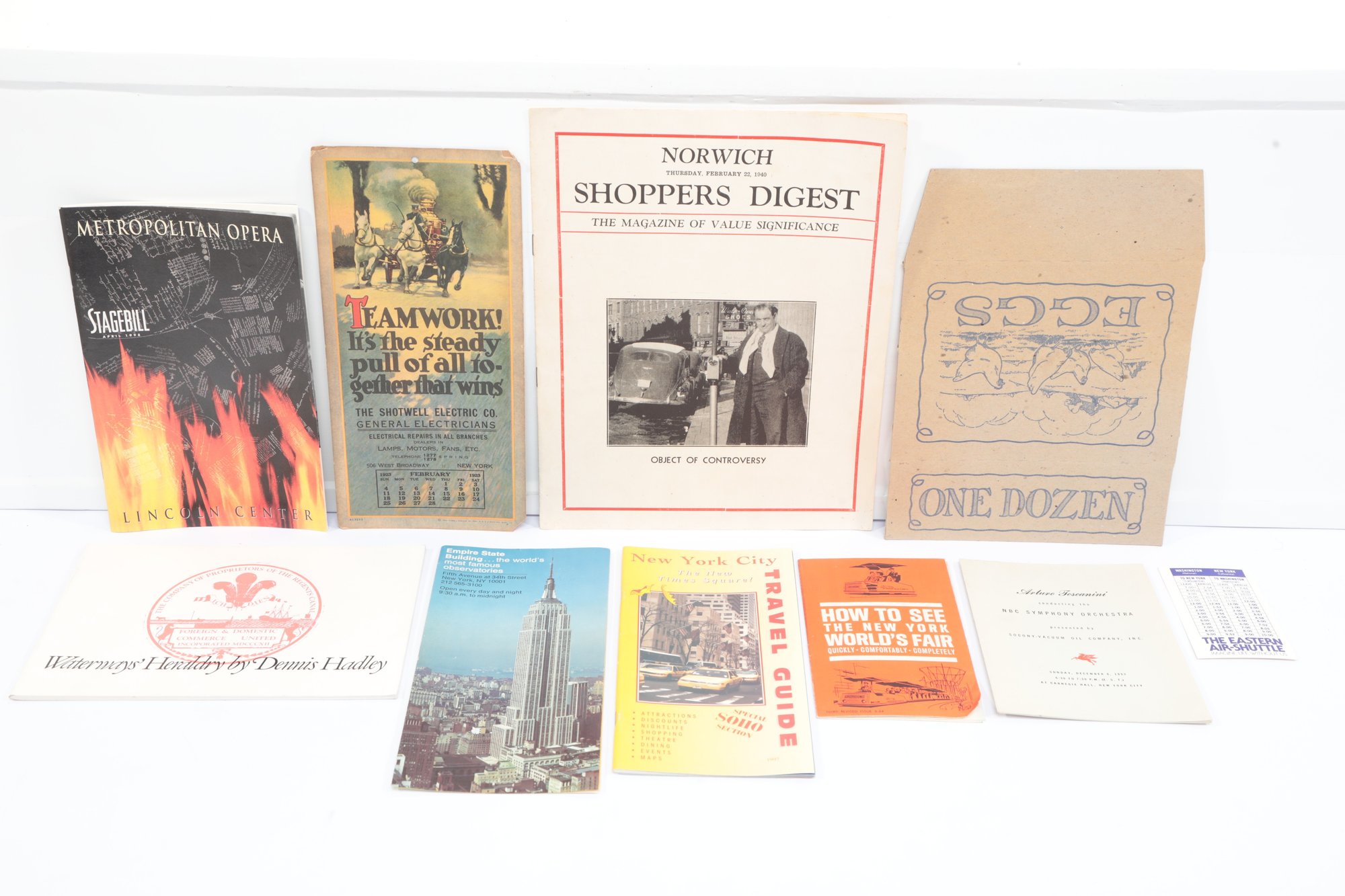 Collection Of 10 Vintage Printed Ephemera Items, Including New York ...