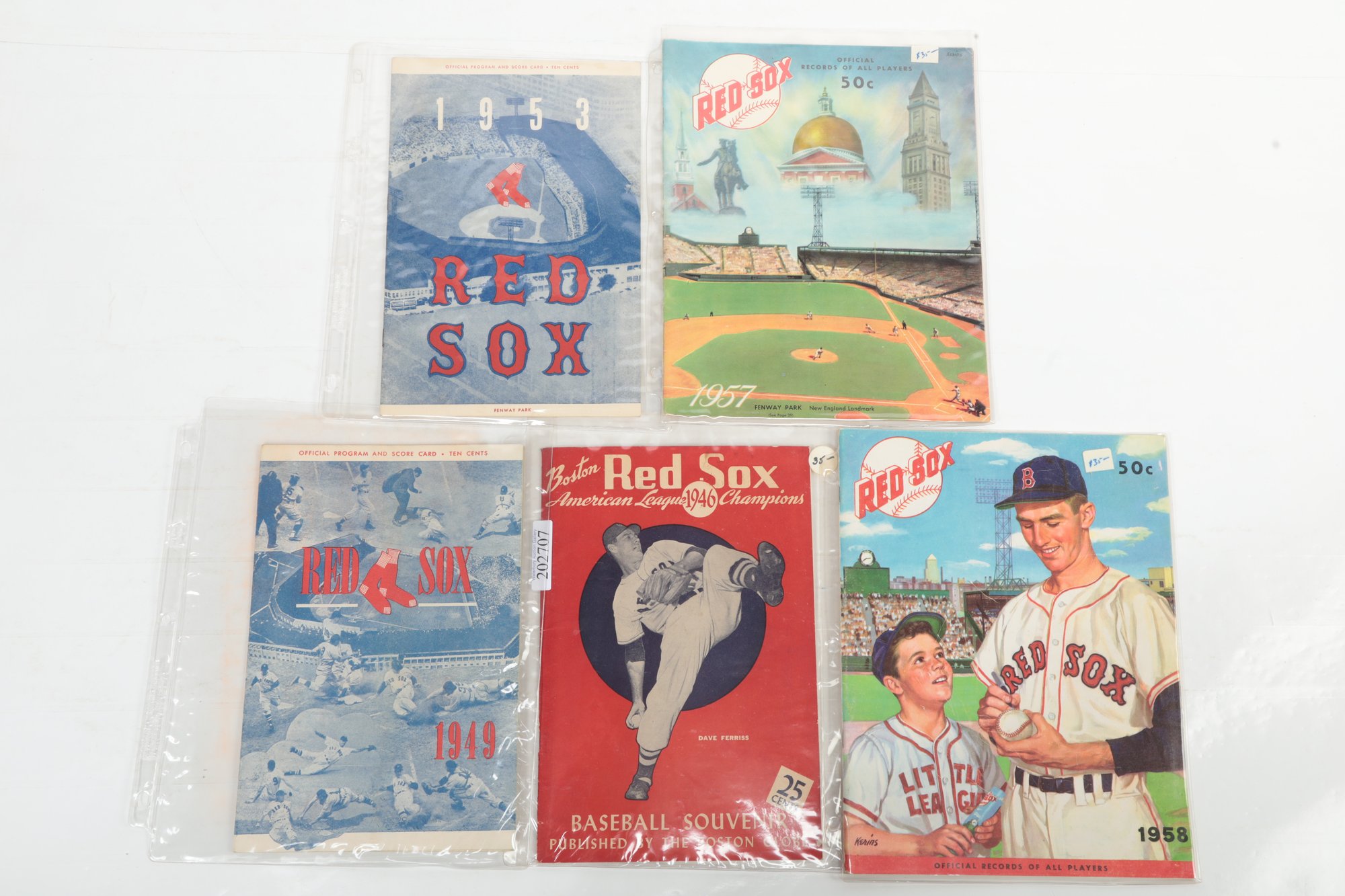 Lot Of 5 Boston Red Sox's Score Cards & Programs 1946 1949 1953 1957 ...