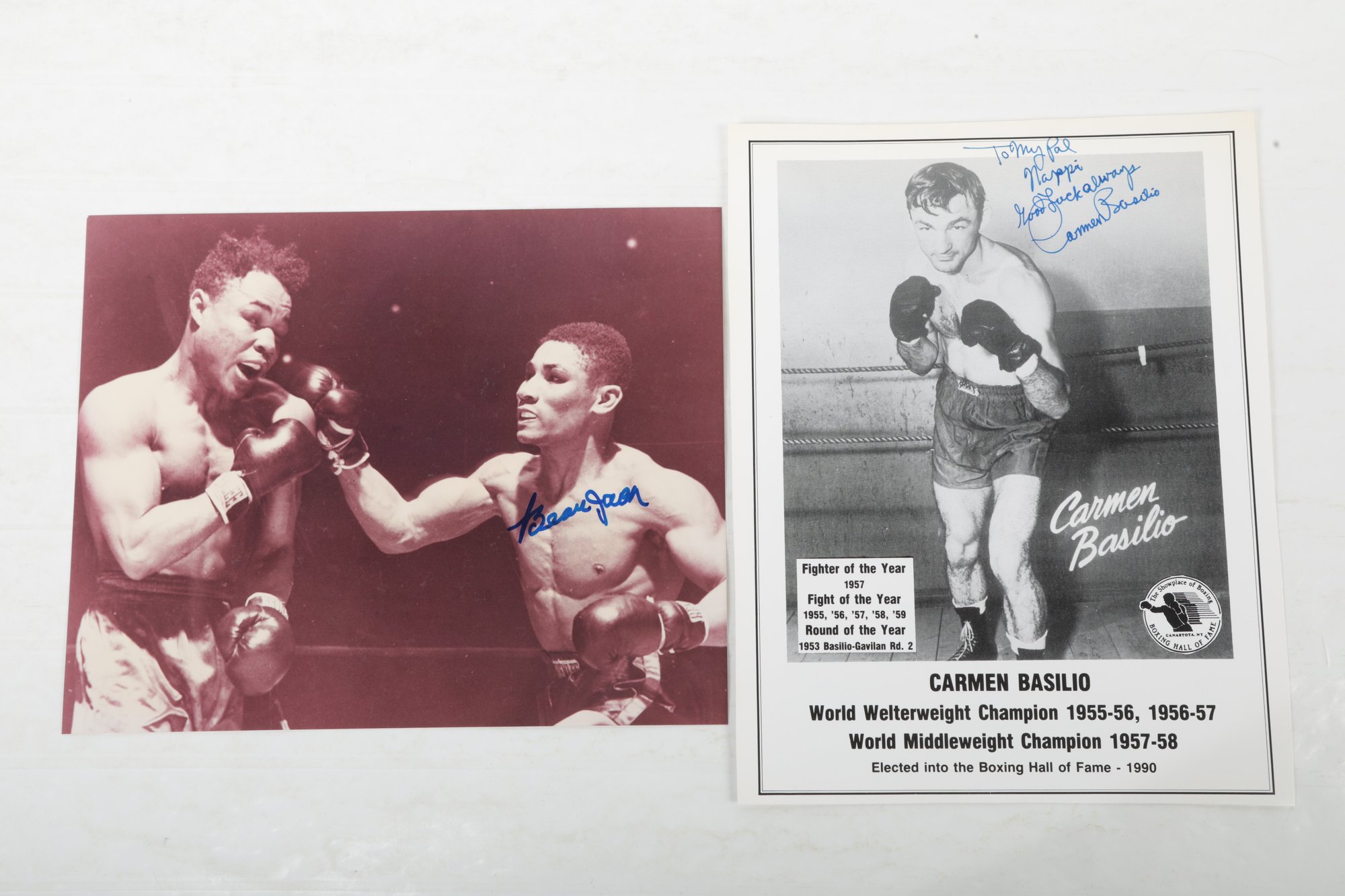 Boxing Autograph Lot Of 2 Signed 8x10"s Carmen Basilio Plus Auto ...