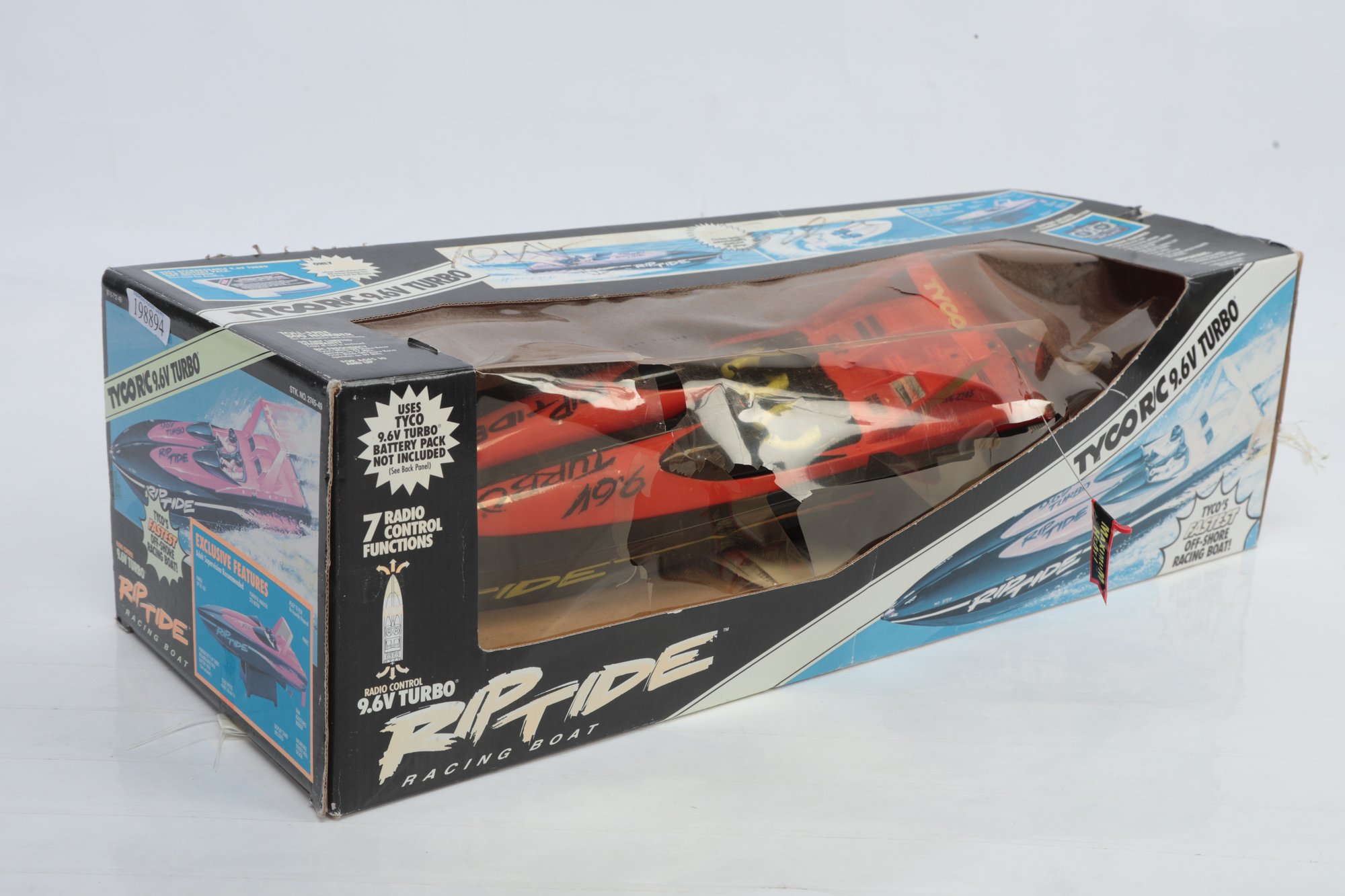 Tyco R/C 9.6V Turbo RipTide Racing Boat W/Original Box #198894 ...