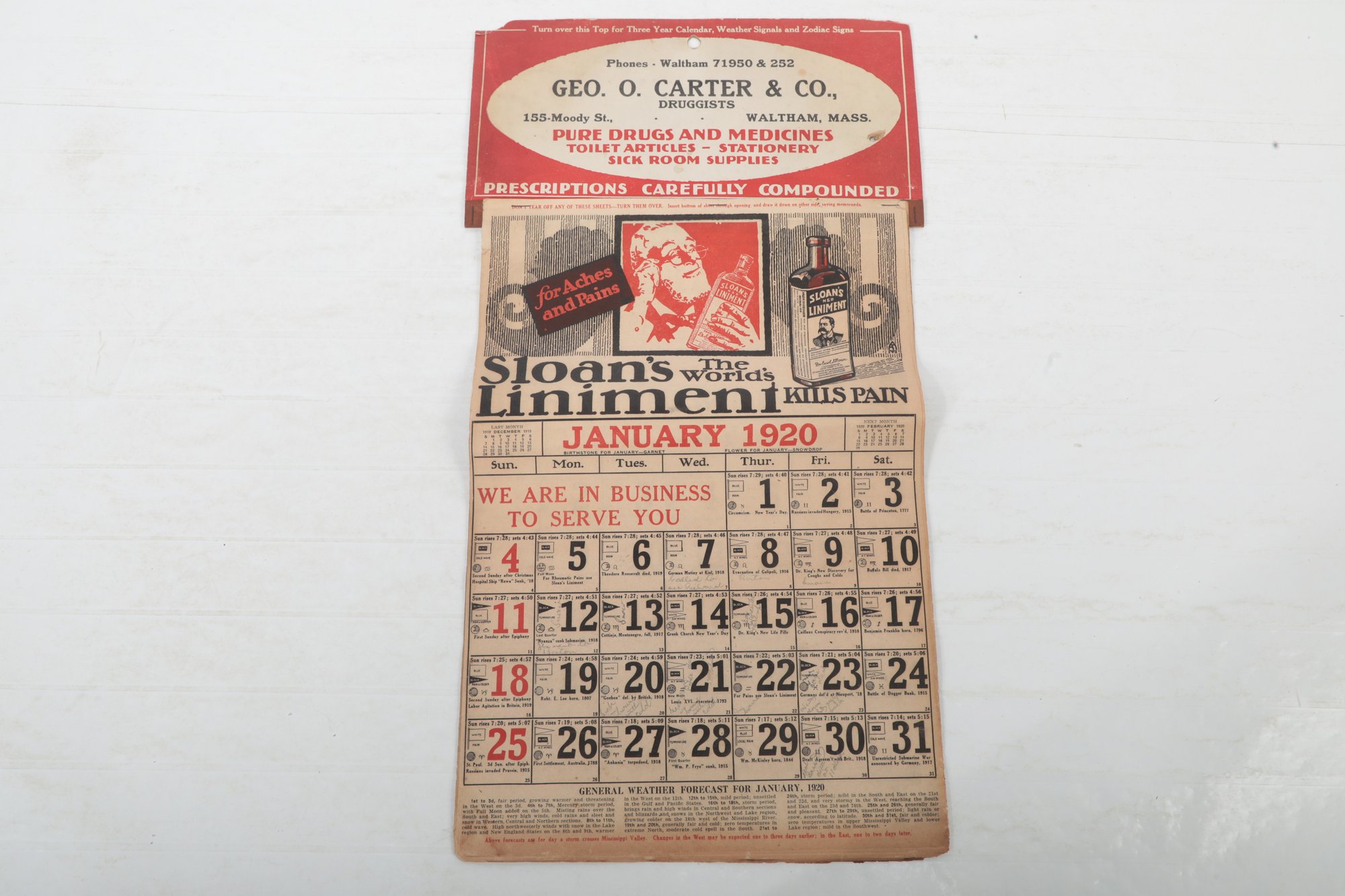 1920 Wall Calendar, Complete Advertising Pharmacy #204967 ...