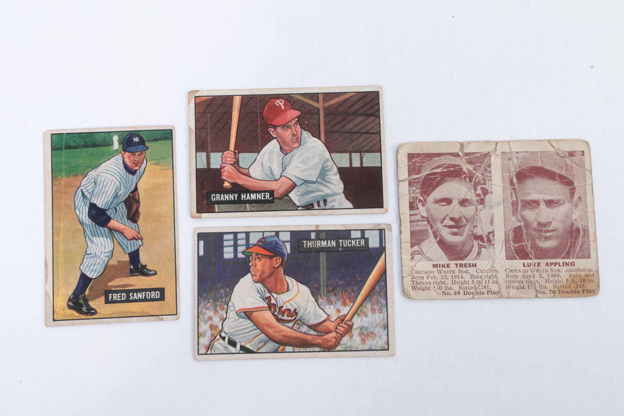1941 Double Play Tresh Appling Plus 3 1951 Bowman Baseball Cards ...