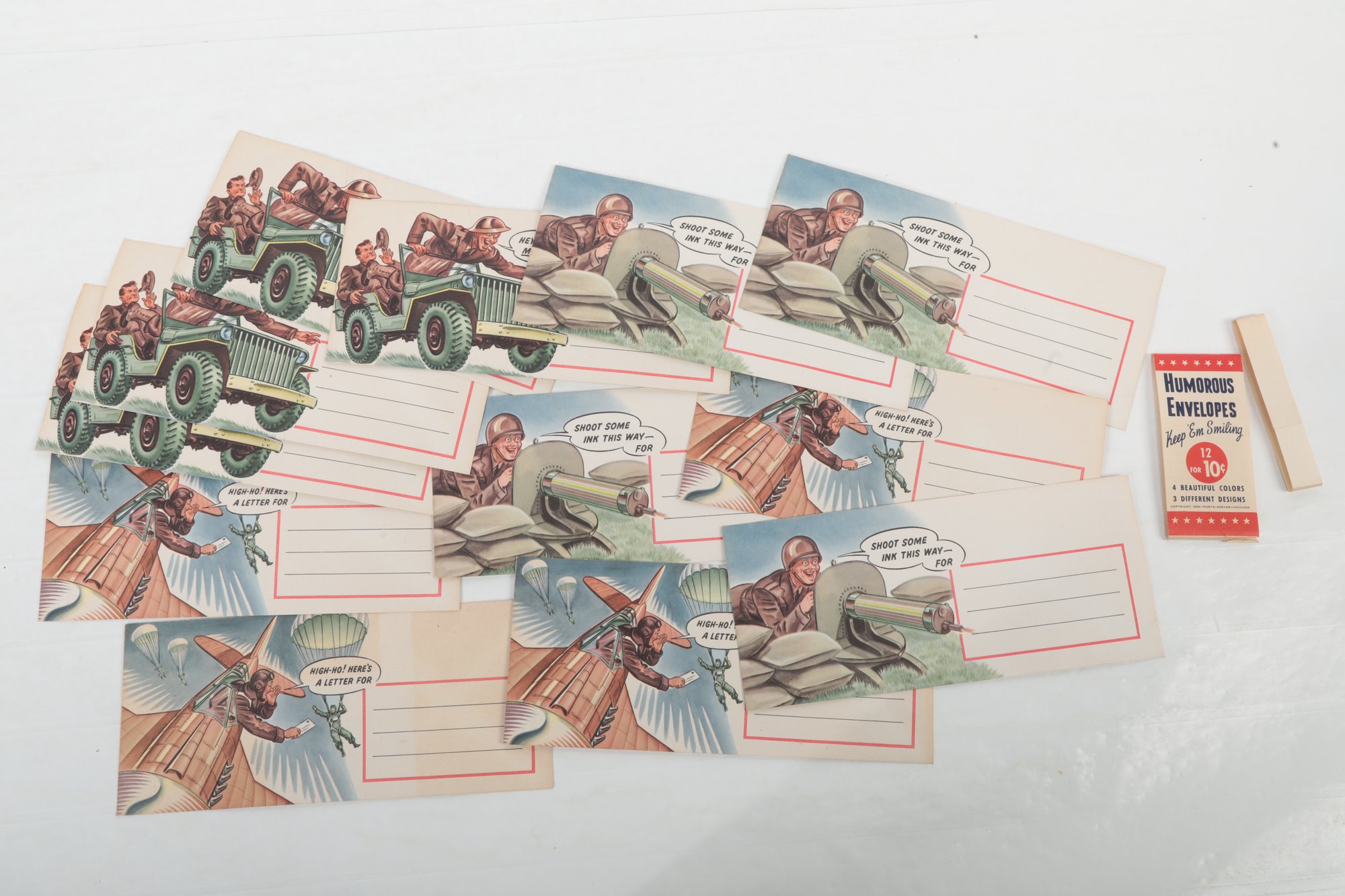 WWII 1943 Keep 'Em Smiling Humorous Letter Envelopes With The Original ...