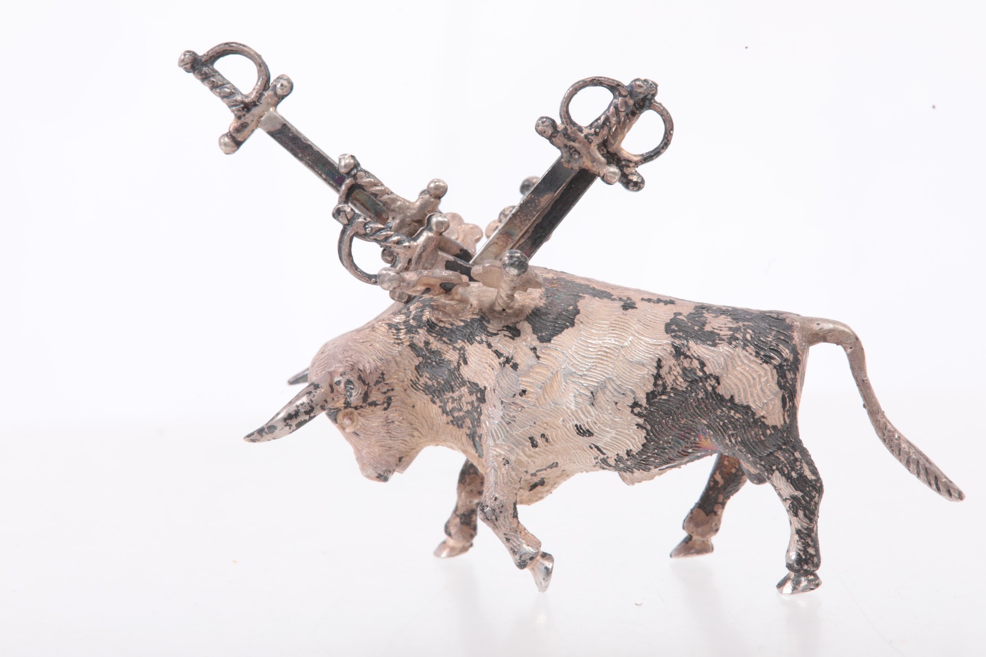 Vintage Italian Silver Bull Toothpick Holder W/Sword Tooth Picks ...