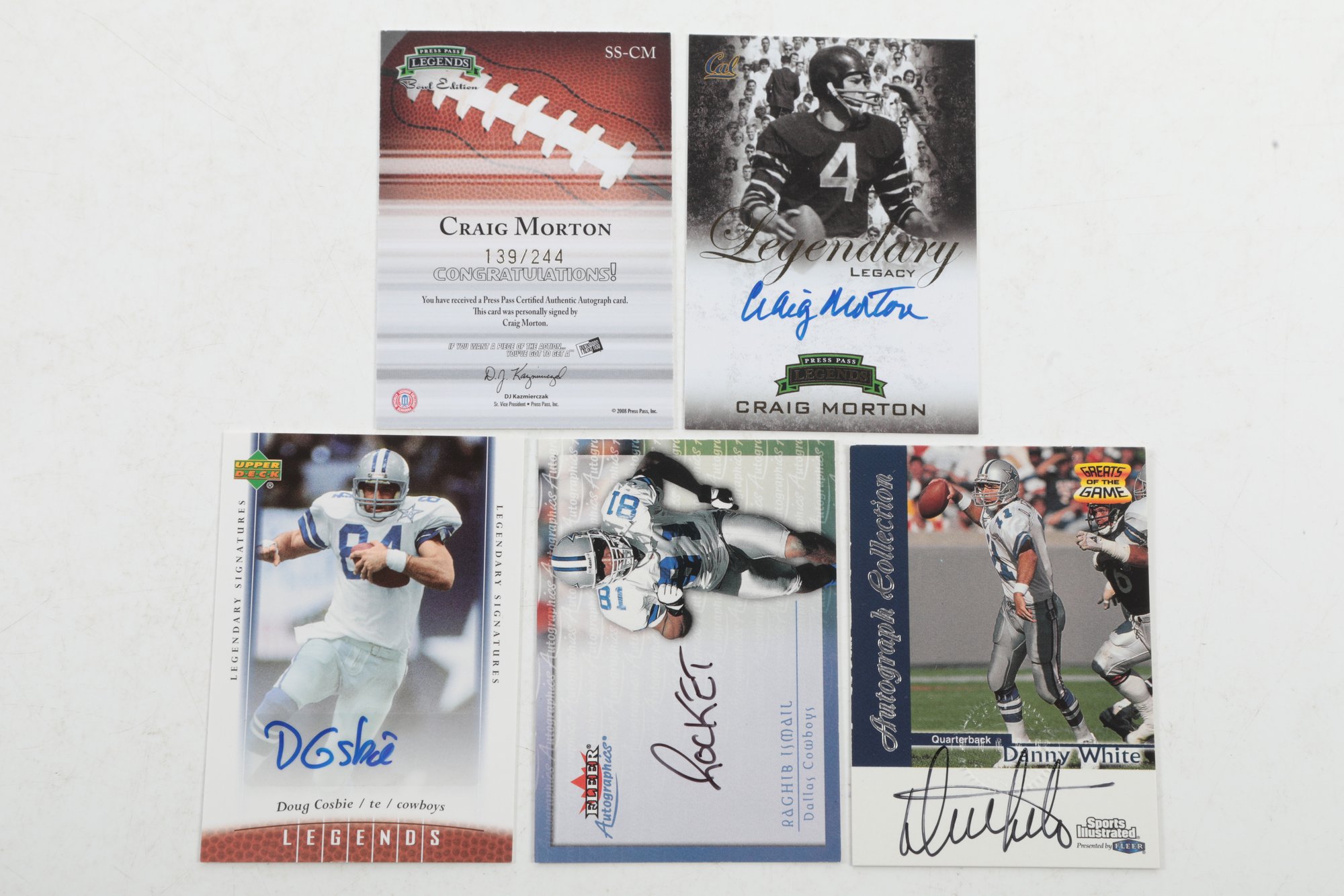 Dallas Cowboys Autograph Card Lot Of 5 Graig Morton #'d To 392 & 244 ...