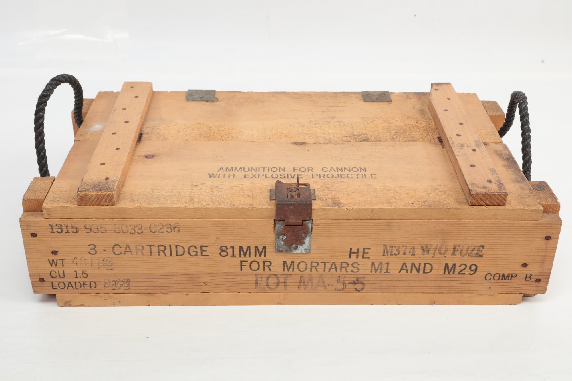 Wood Storage Crate For 3 81mm For Mortars M1 & M29 W/Empty Shells ...