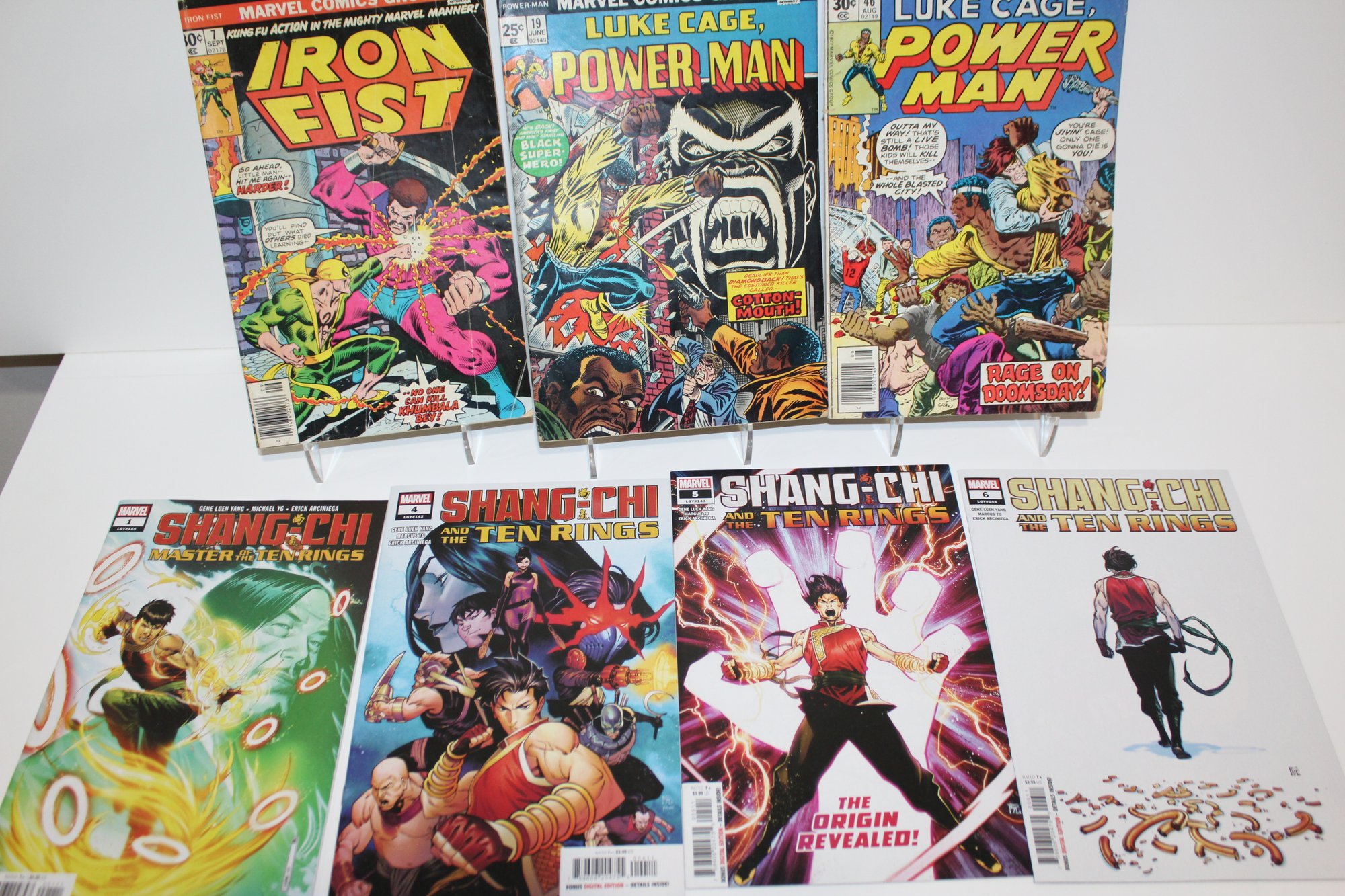 7 Comic Group - Iron Fist #7 - Luke Cage Power Man #19 & #46- Shang Chi ...