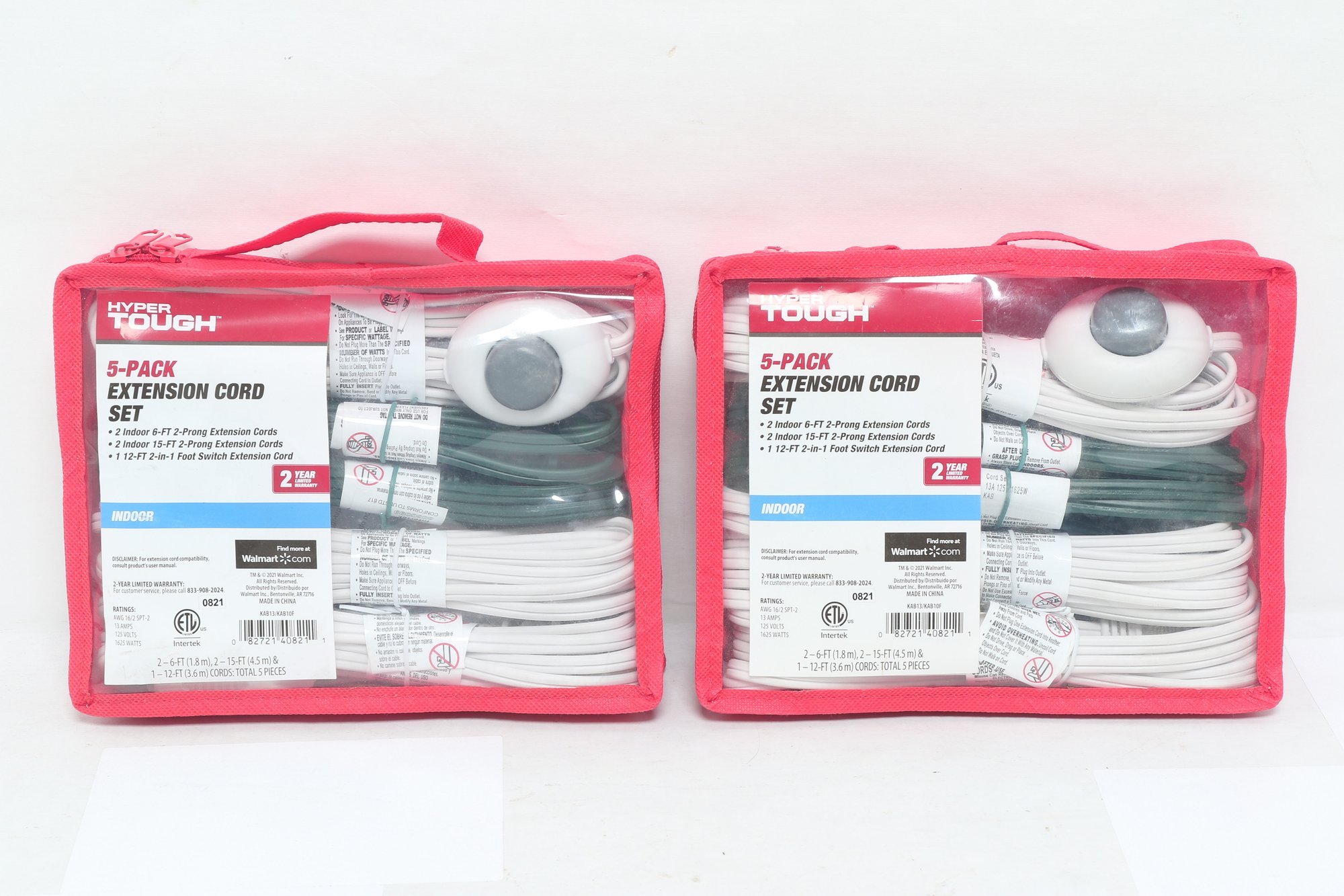 Pair Of HYPER TOUGH 5 Pack Extension Cord Set - NEW #215390 ...