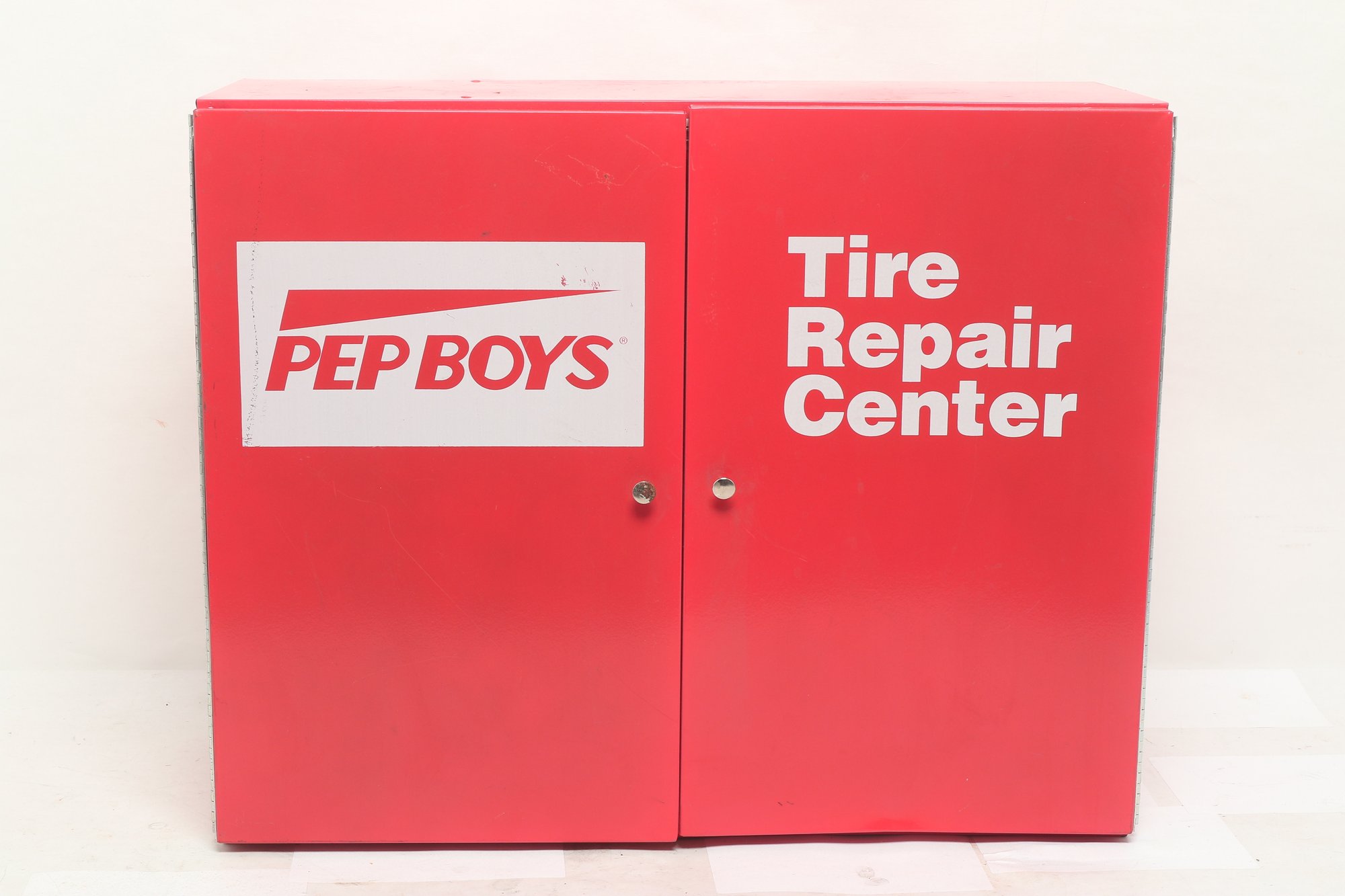Vintage PEP BOYS Red Wall Hanging Metal Cabinet #215444 | Auctionninja.com