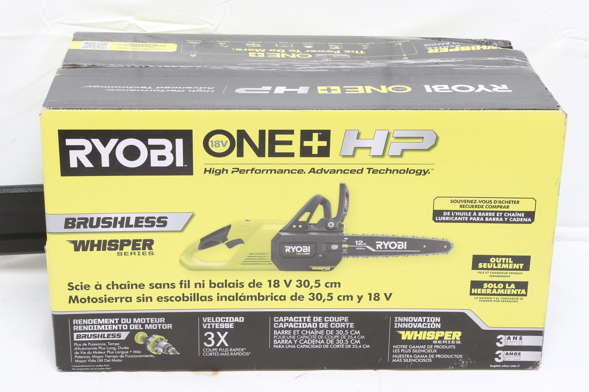 Ryobi One HP 18V Brushless Whisper Series 12in Battery Chainsaw - New ...