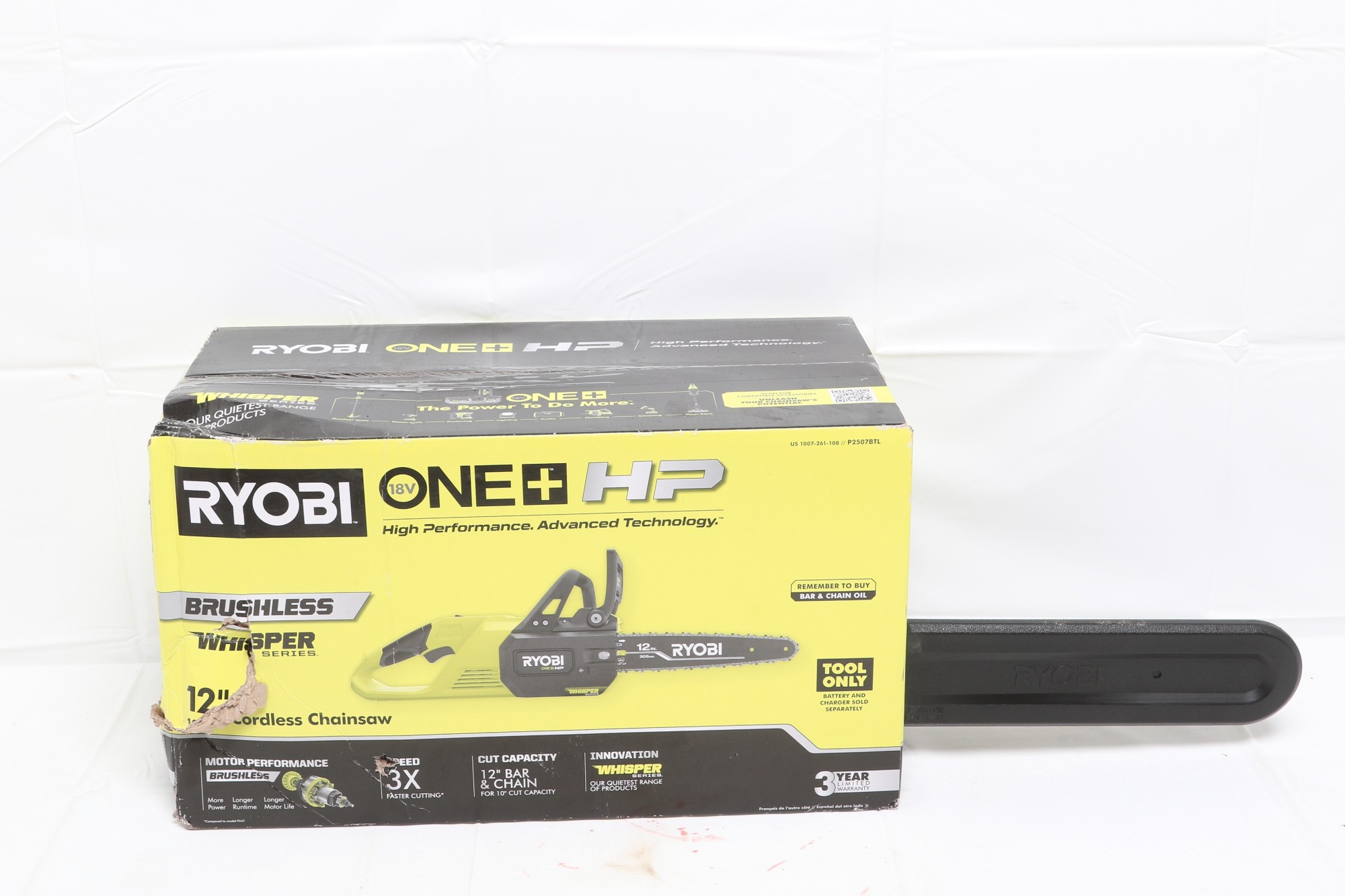 Ryobi One HP 18V Brushless Whisper Series 12in Battery Chainsaw - New ...