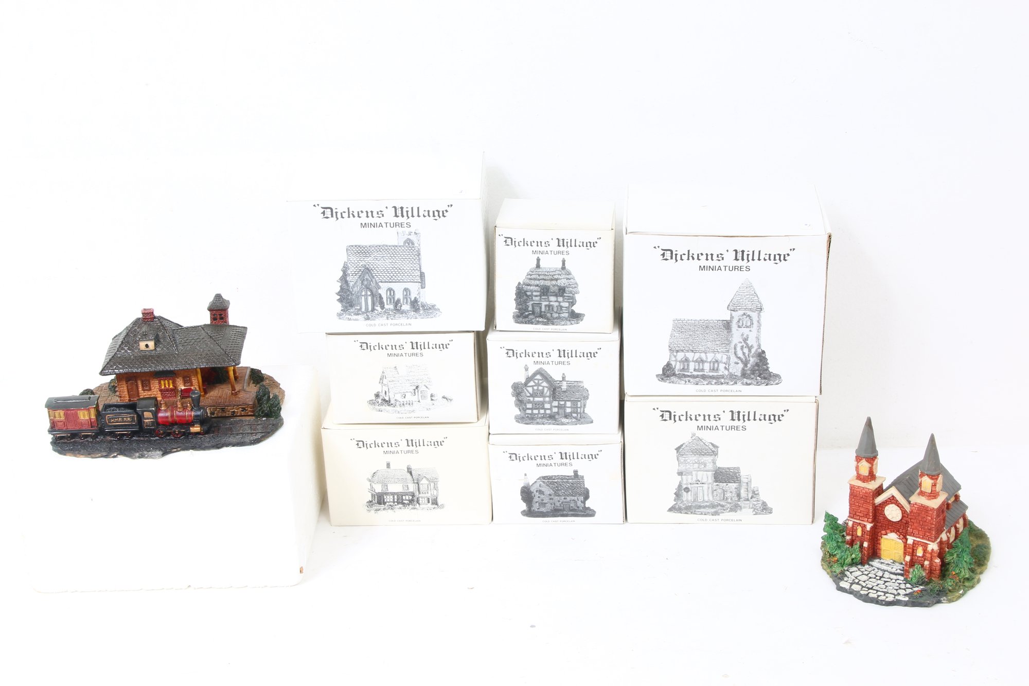 Department 56 Large Group Of 10 Dickens Village Cold Cast Porcelain ...