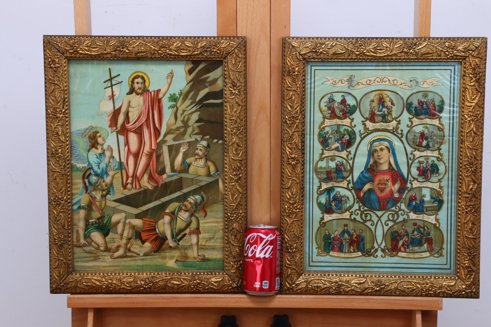 Pair Of Antique Religious Prints In Original Wooden Gilded Frames ...