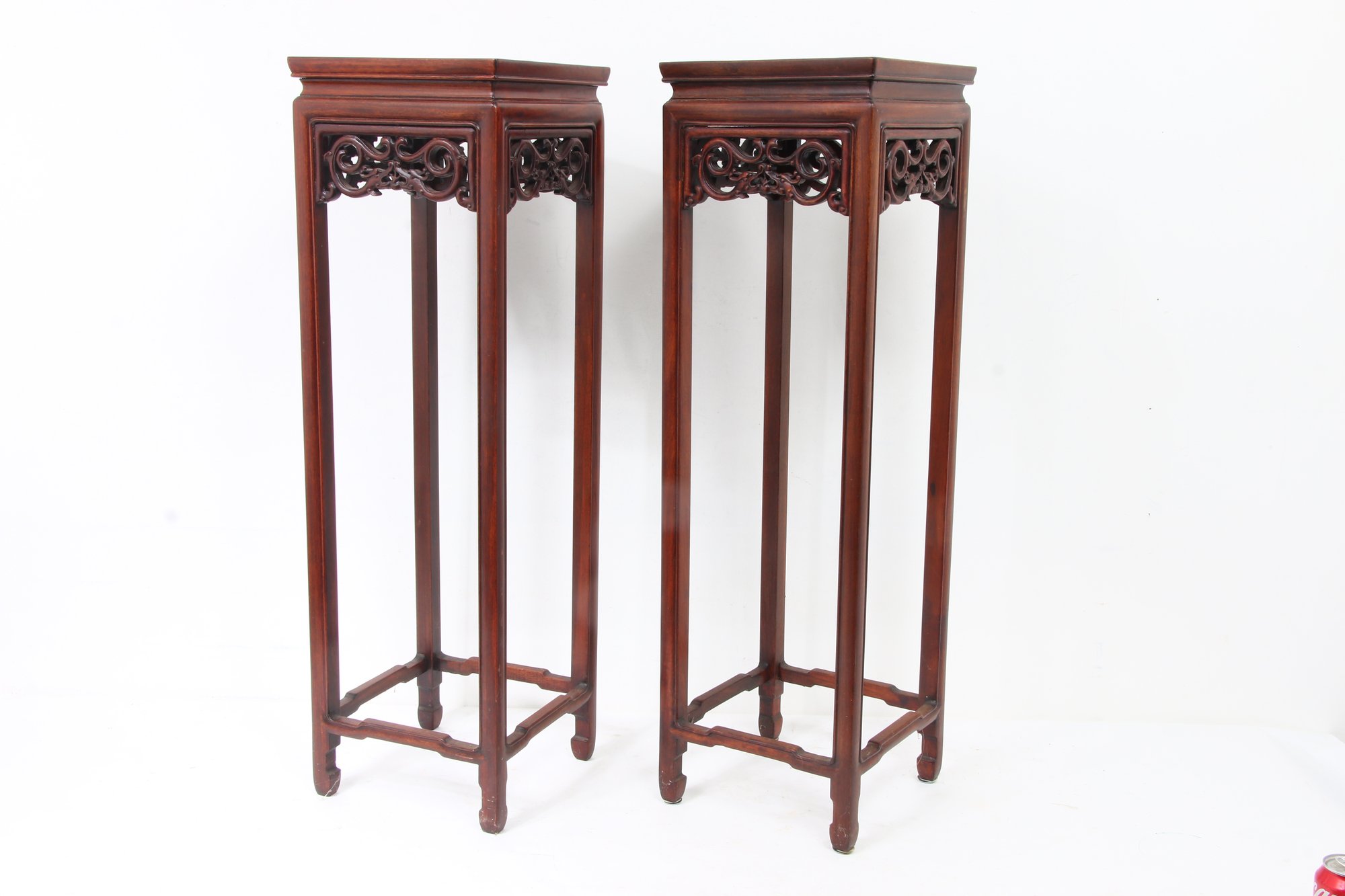 Pair Of Vintage Mahogany Asian Tall Table Stands #206583 | Auctionninja.com