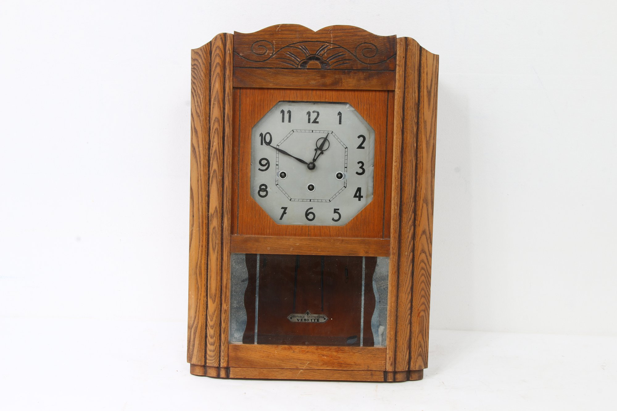Antique Art Deco French Wall Clock Vedette Veritable Westminster Chime ...