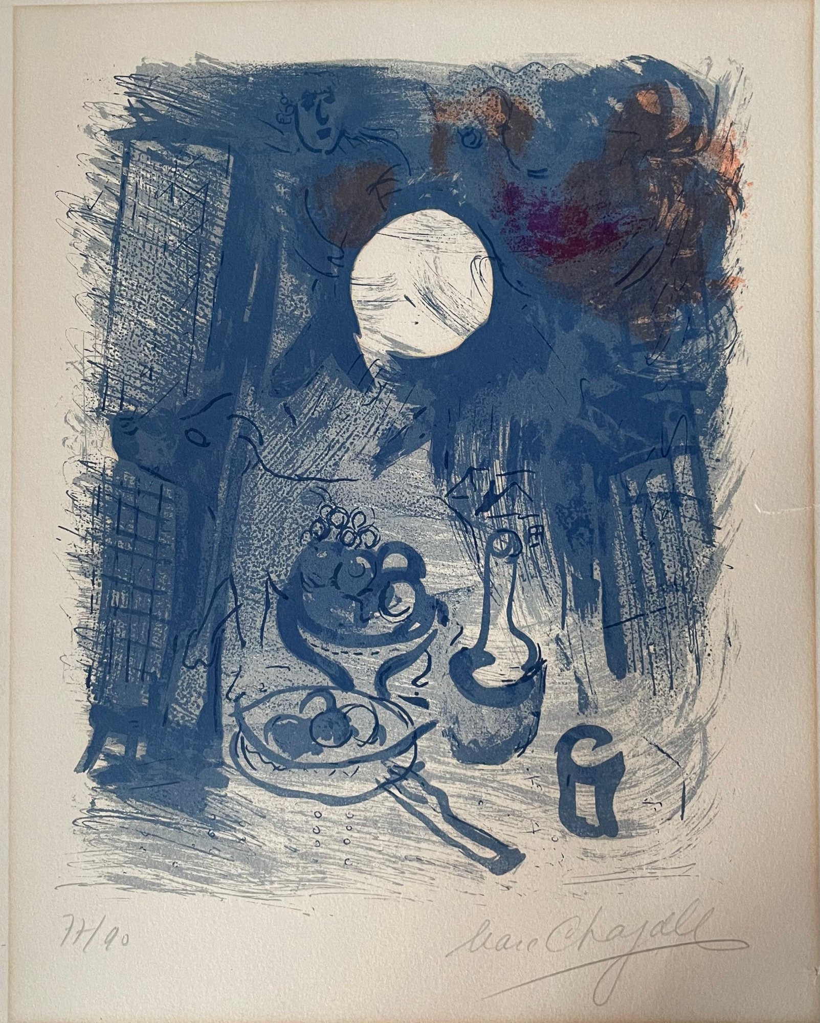 Signed And Numbered Lithograph By Marc Chagall. Numbered 77/90 Damaged ...