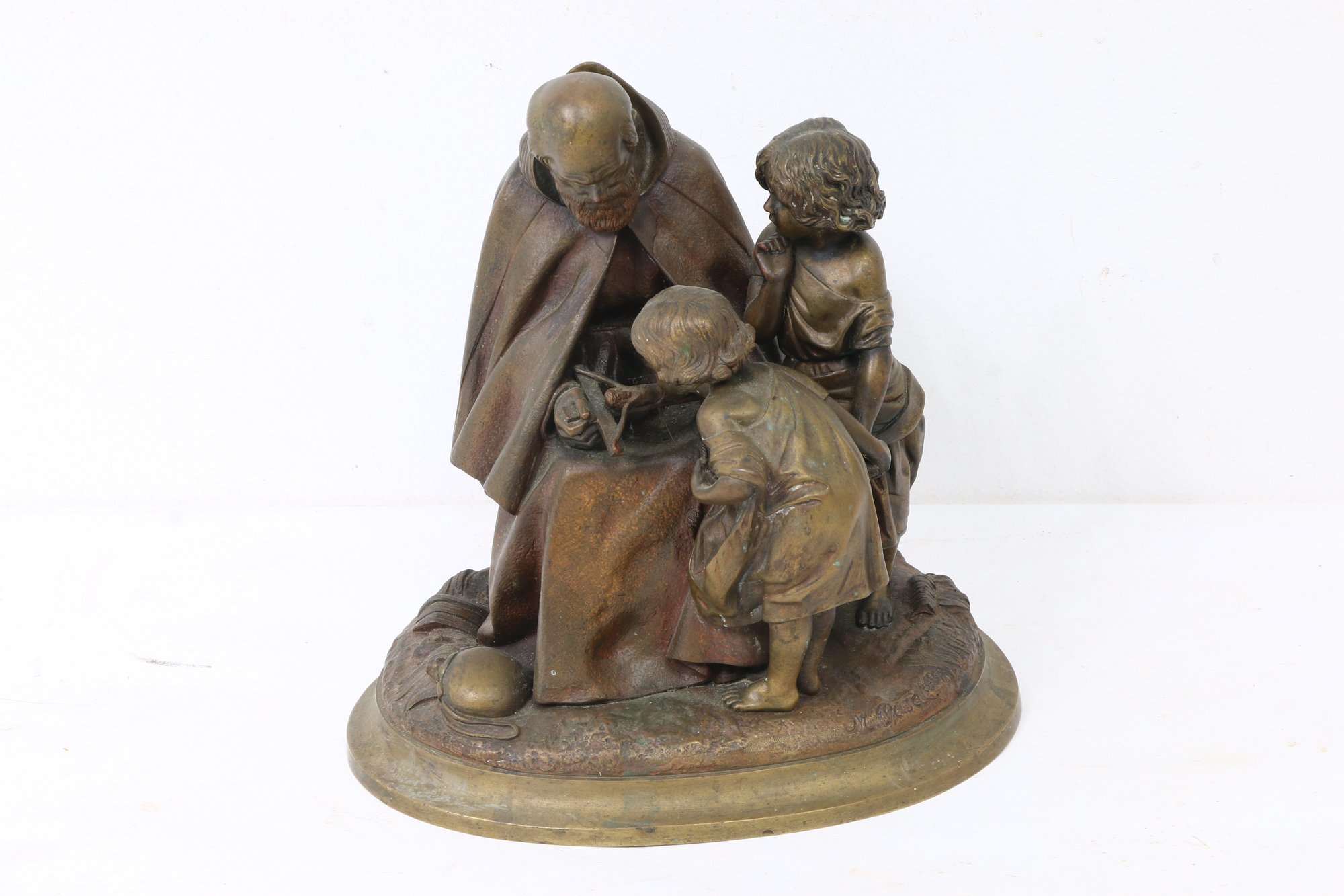 Antique Michael Pascal Bronze Sculpture Of St Benedict With Children ...