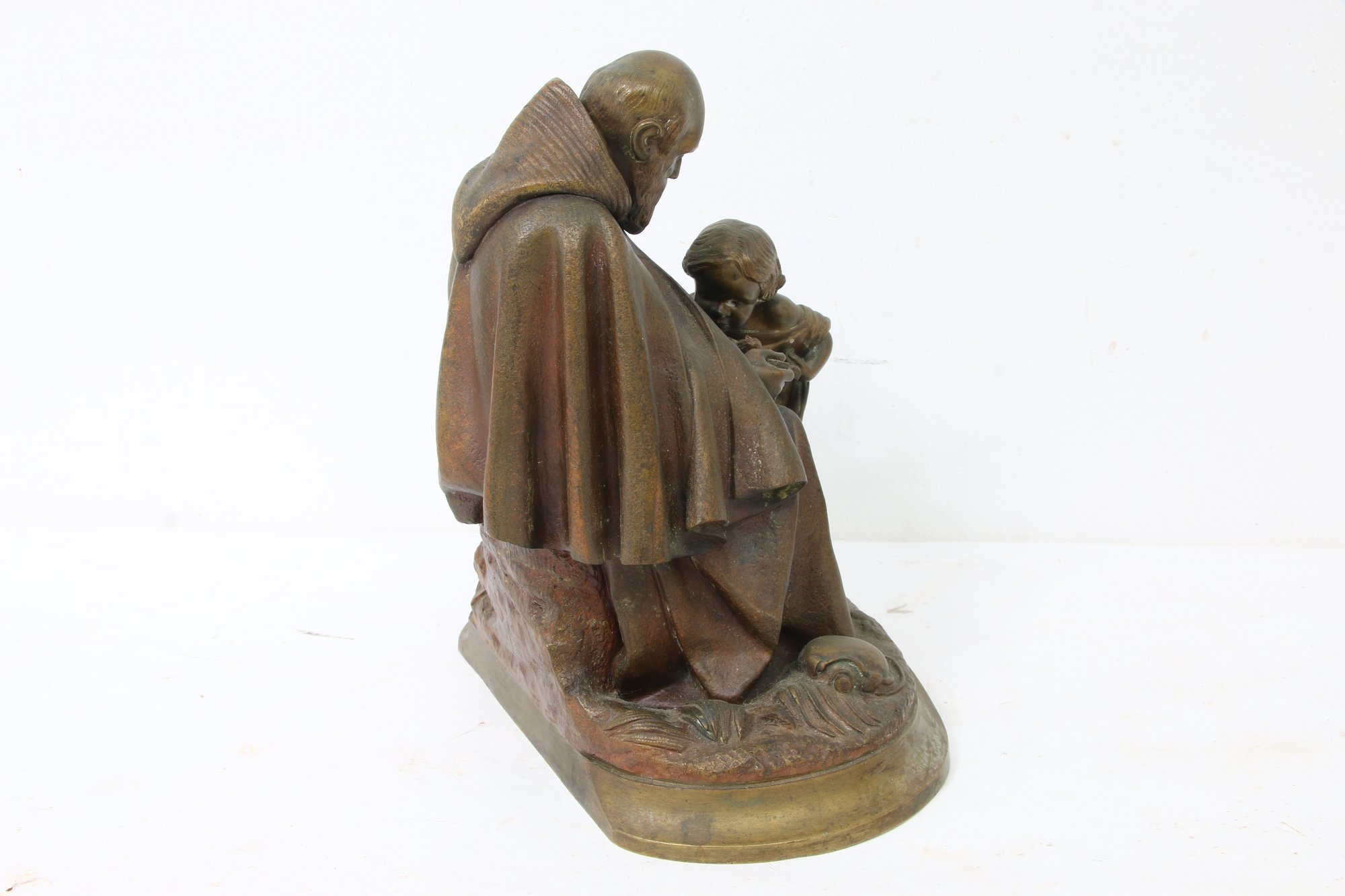 Antique Michael Pascal Bronze Sculpture Of St Benedict With Children ...
