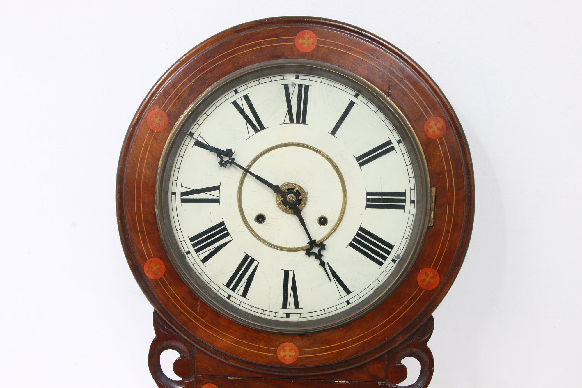Antique Anglo American Wall Clock With Intricate Inlay #211067 ...