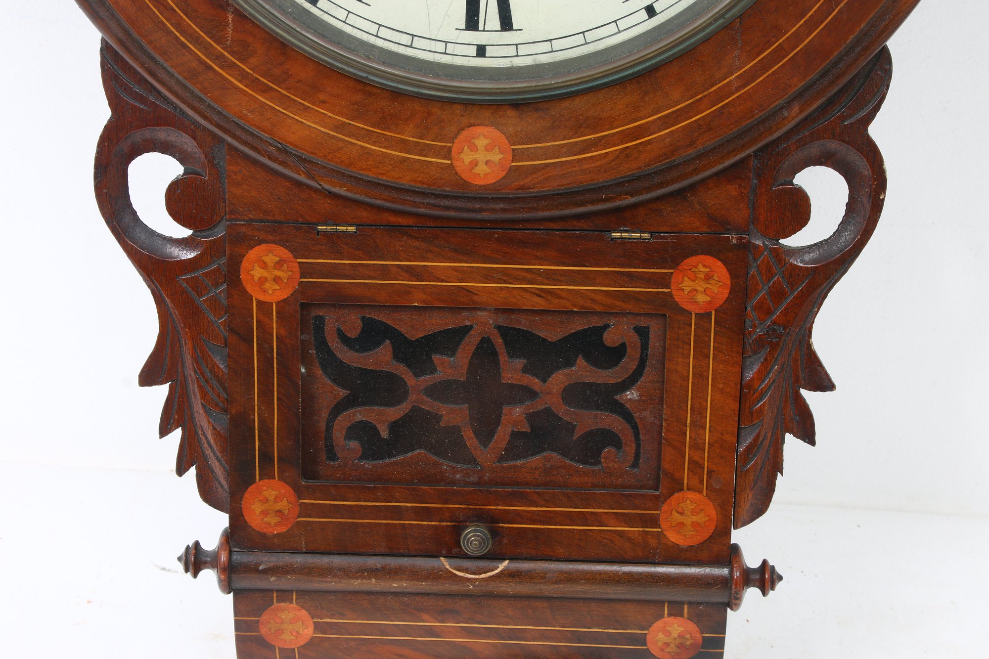 Antique Anglo American Wall Clock With Intricate Inlay #211067 ...