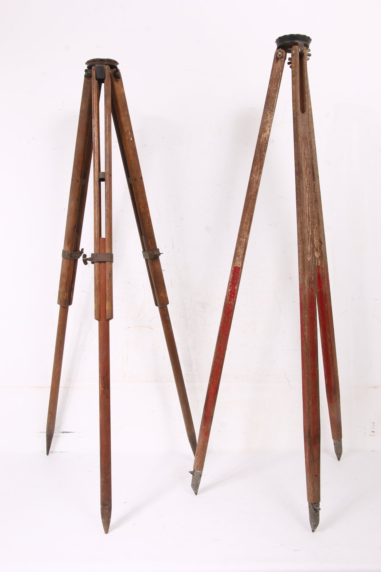 Pair Of Antique Wooden Surveyor Transit Tripods - One From BUFF #153944 ...