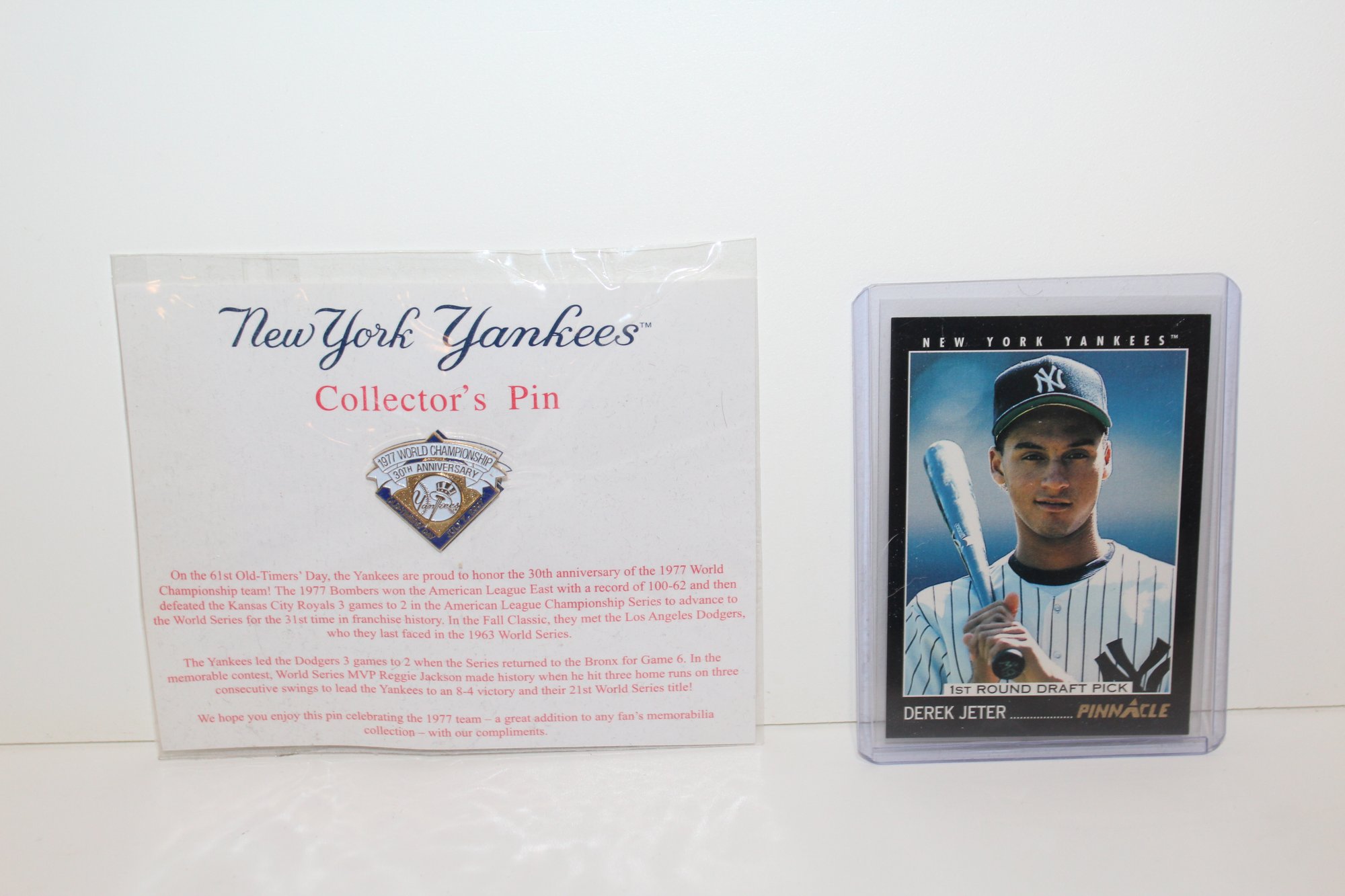 1993 Pinnacle Derek Jeter Rookie #457 7 Yankees Collector Pin #194610 ...