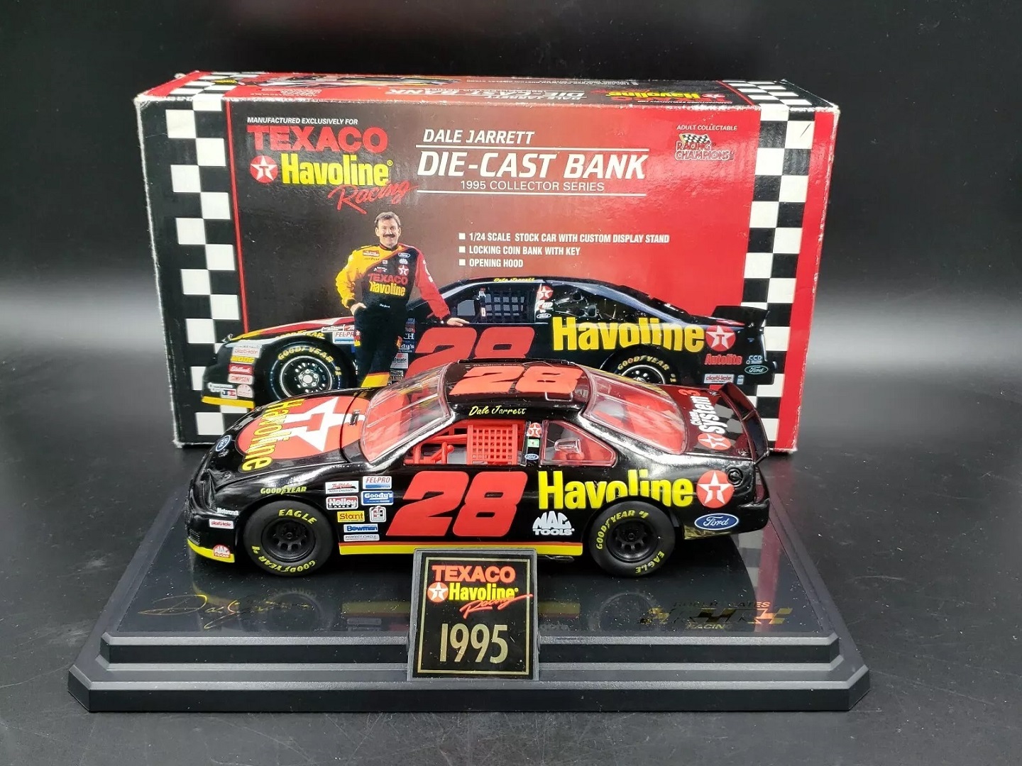 Dale Jarrett 1995 Racing Champions 1:24 #28 Texaco NASCAR Diecast Bank ...