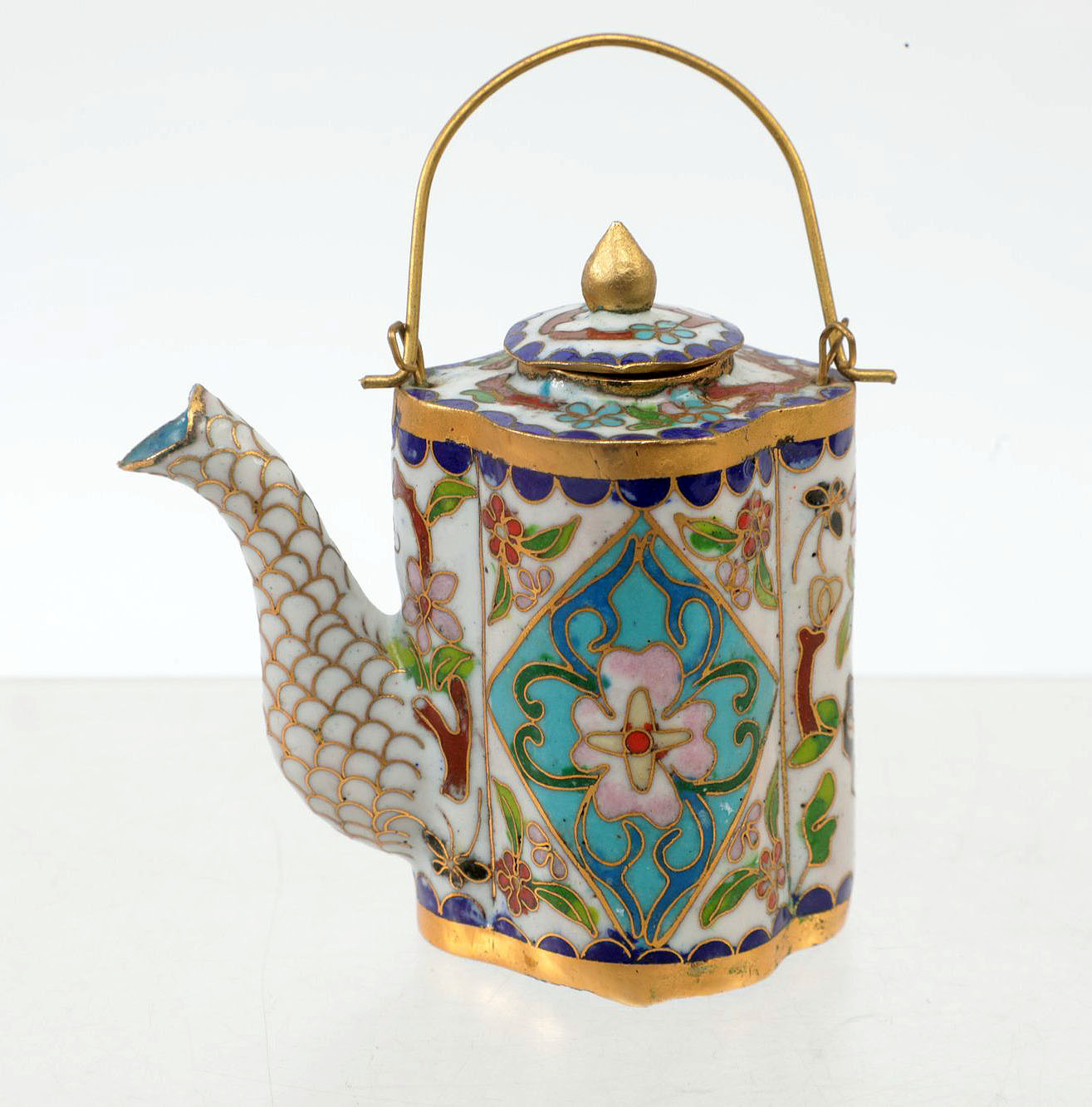 Vintage Tiny CLOISONNEE TEAPOT Made In Hong Kong #211725 | Auctionninja.com