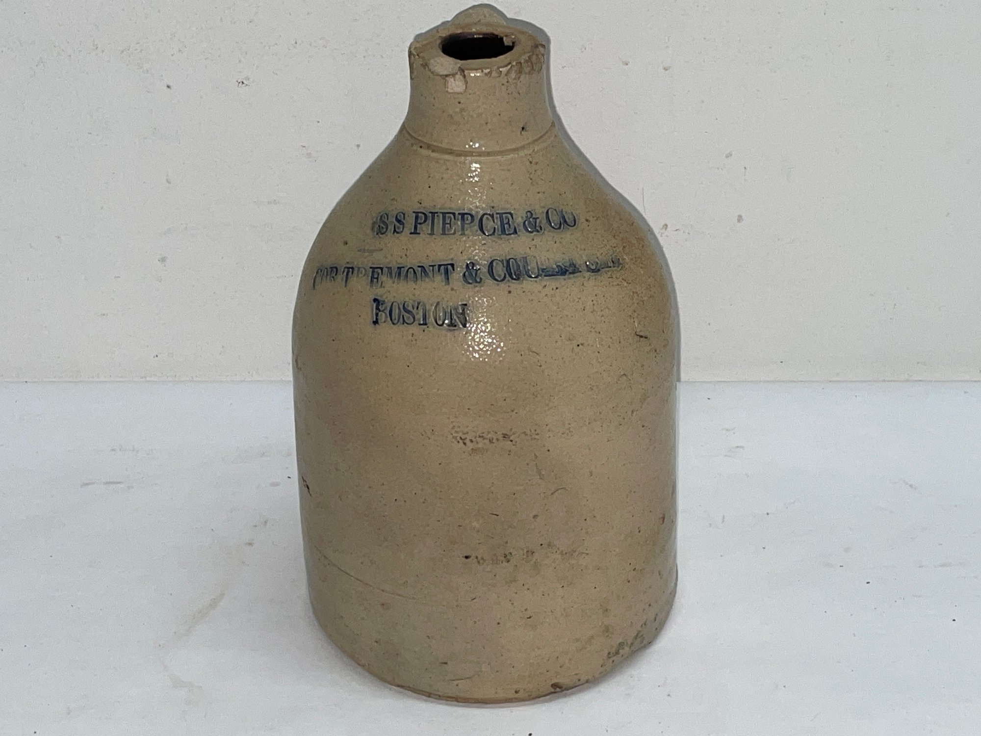 Antique Stoneware Jug SS Pierce & Co Tremont St Boston Mass #206498 ...
