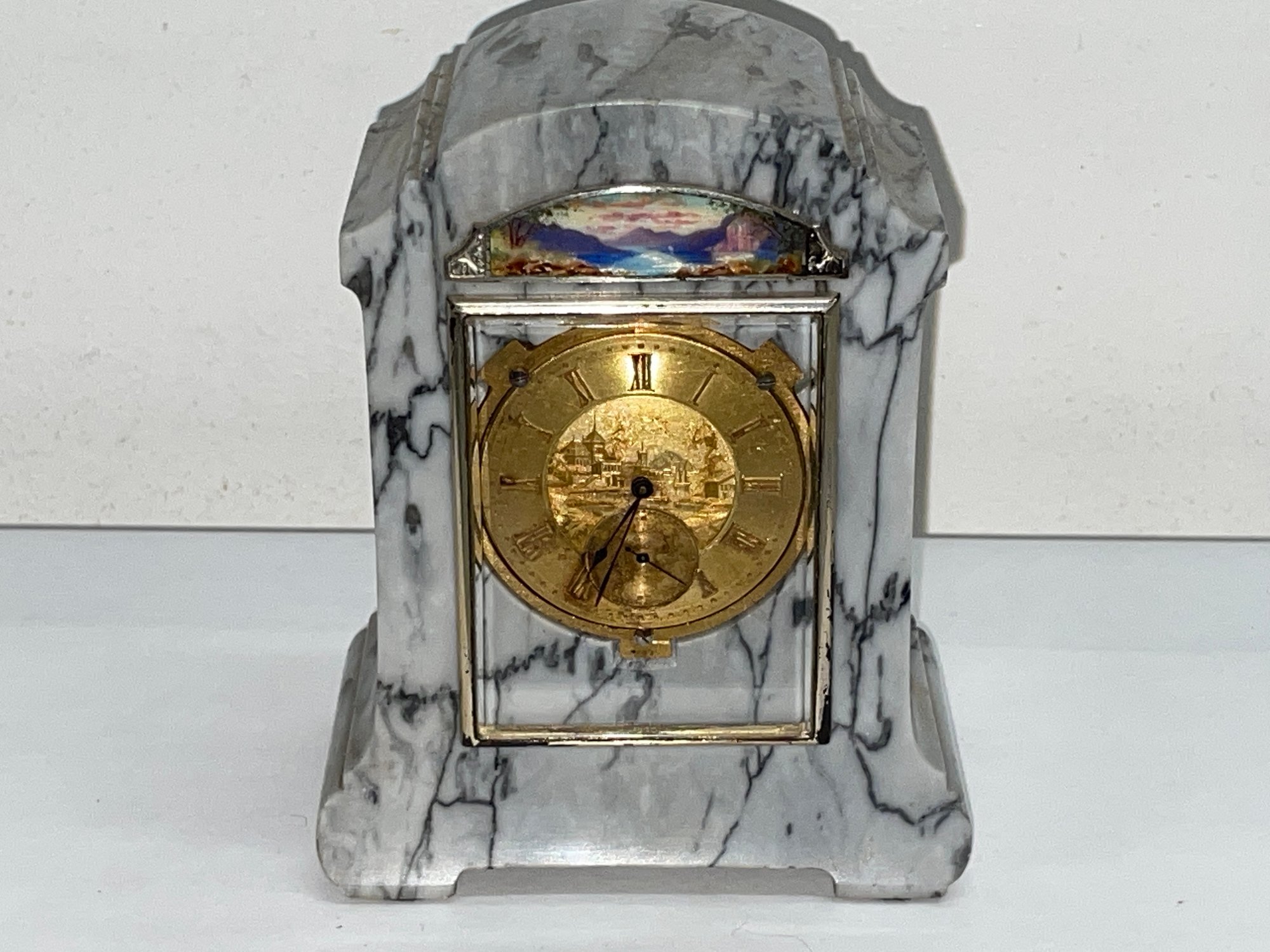 Beautiful Marble Desk Clock W/ High Grade Pocket Watch Style Movement ...