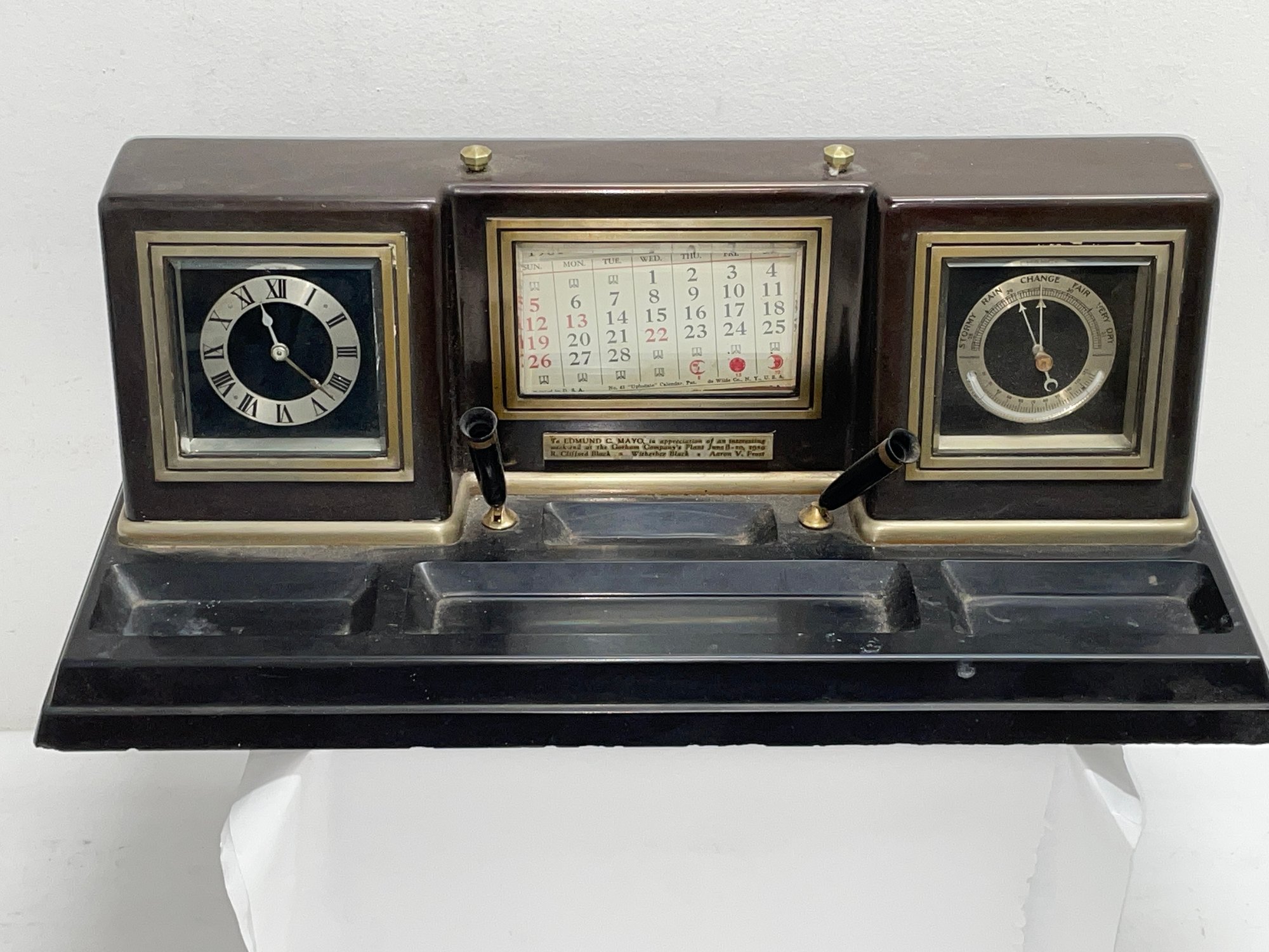 Huge Chelsea Clock Barometer & Calendar Desk Set For Gorham Co ...
