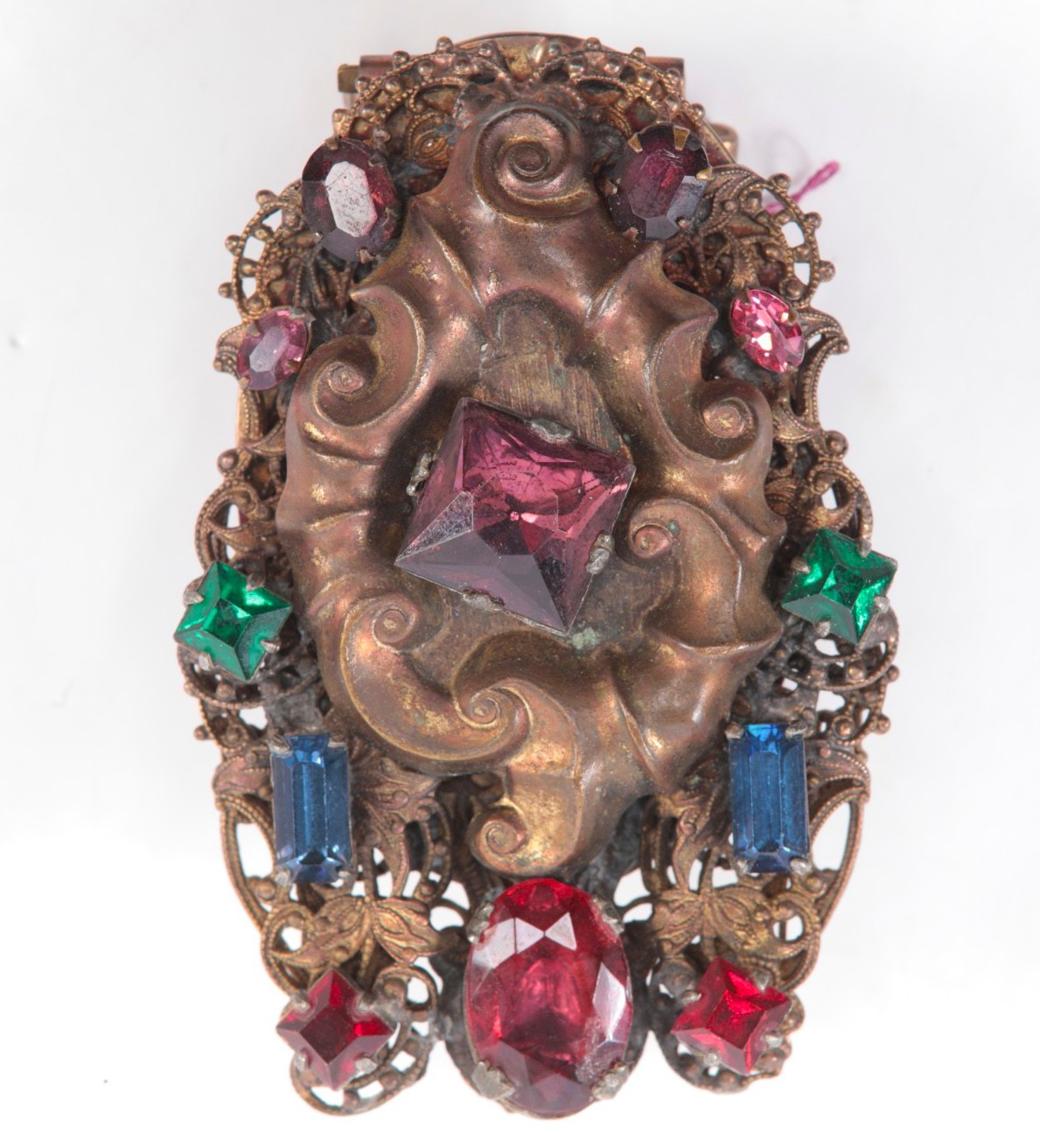 Antique CZECH PRONG-SET Glass Baroque Style Jewelled Clip/Brooch ...