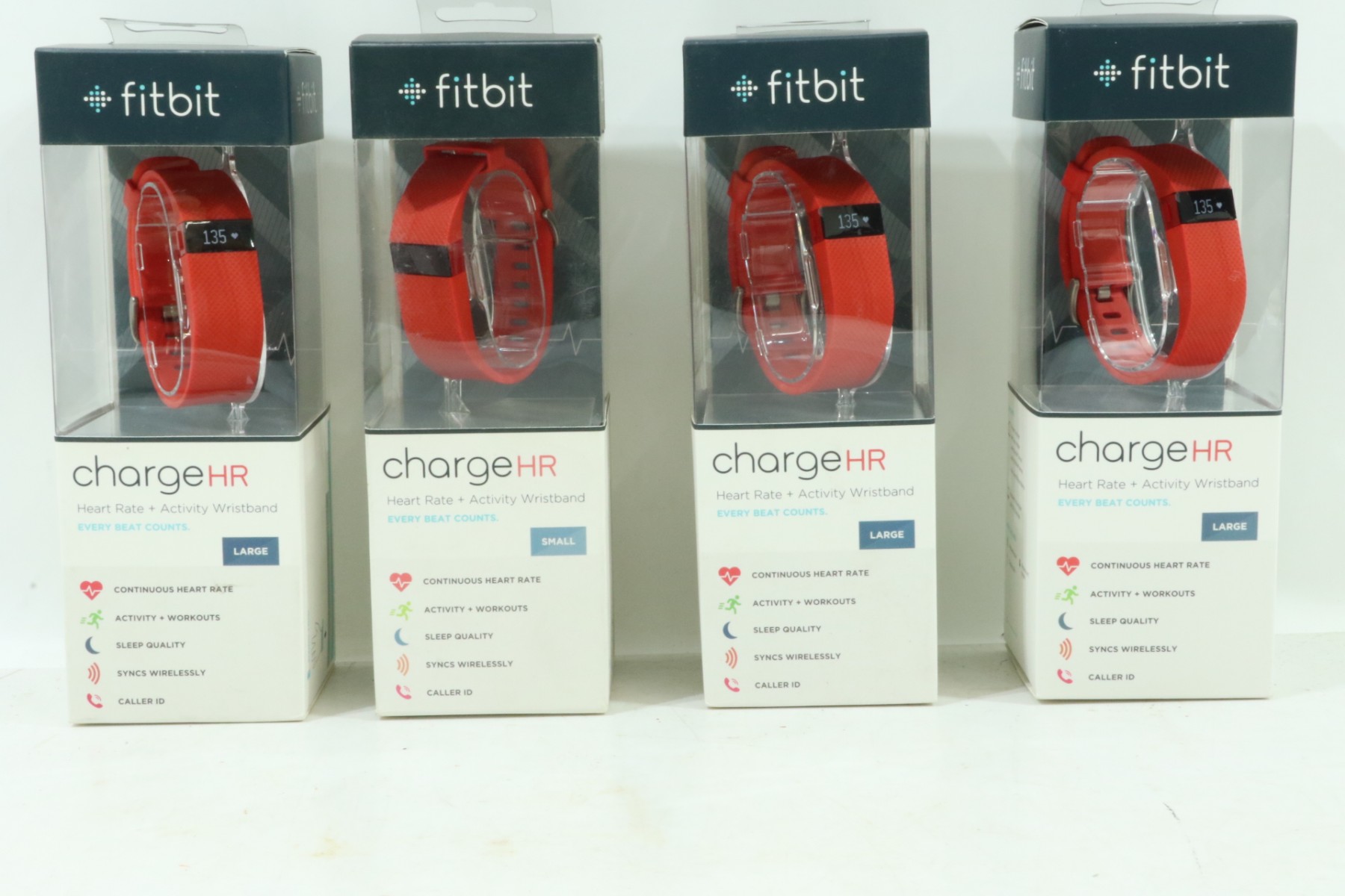4 Red Fitbit Charge HR Heart Rate Fitness Activity Sleep Tracker ...