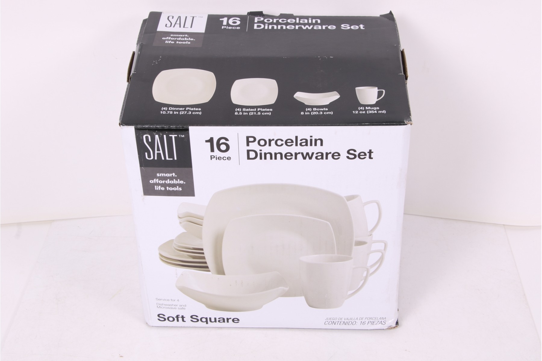 SALT Square Porcelain 16 Piece Dinnerware Set New #123883 ...