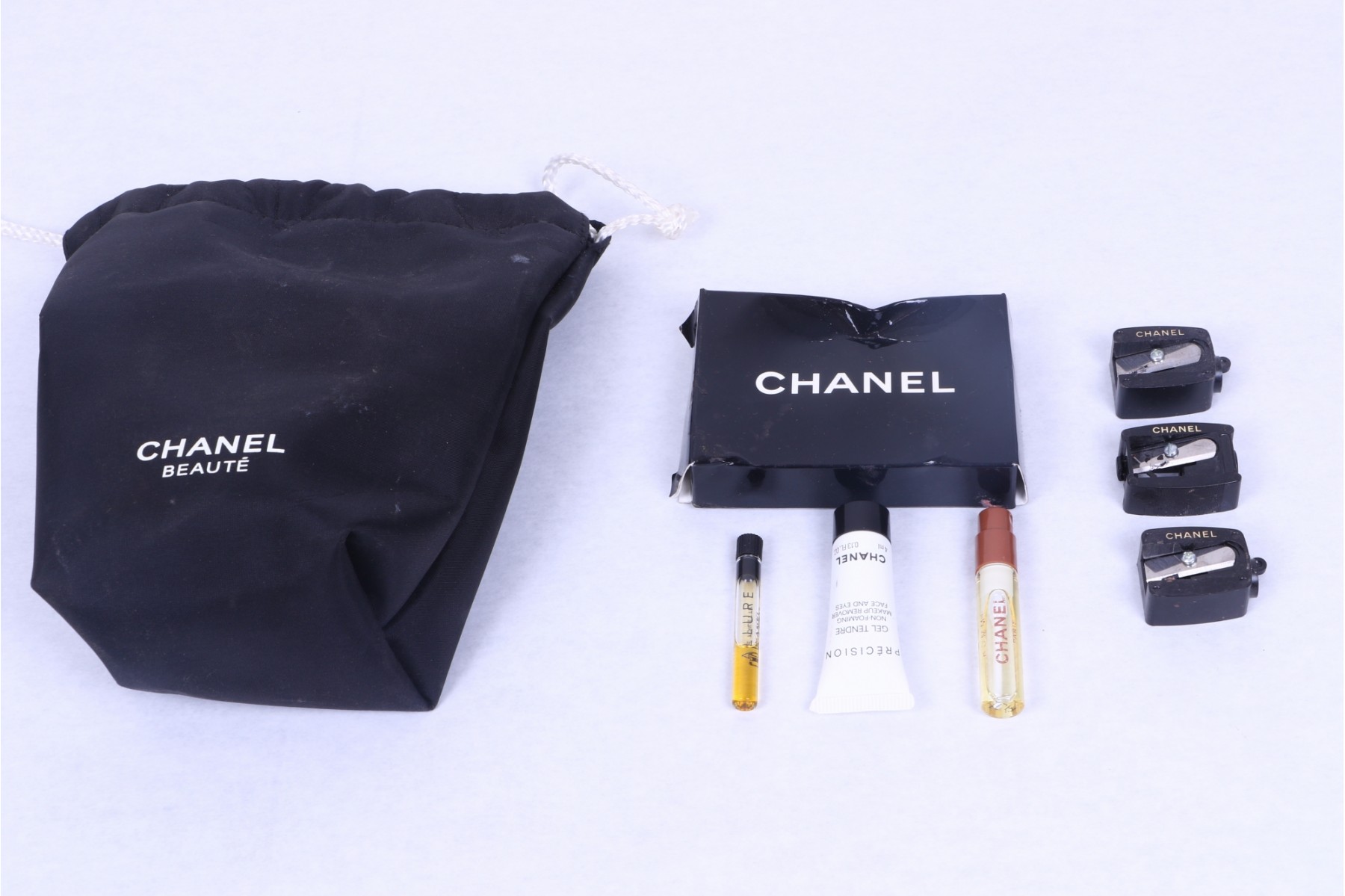 3 Authentic Chanel Black Pencil Sharpeners Including 3 Piece Set In Box ...