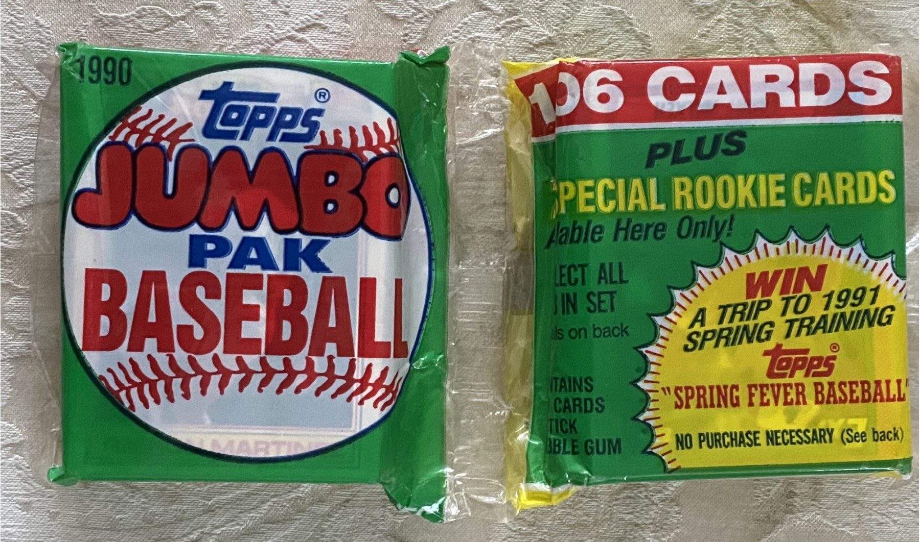 1990 Topps Jumbo Pack With Larry Walker Rookie Showing #7652 ...